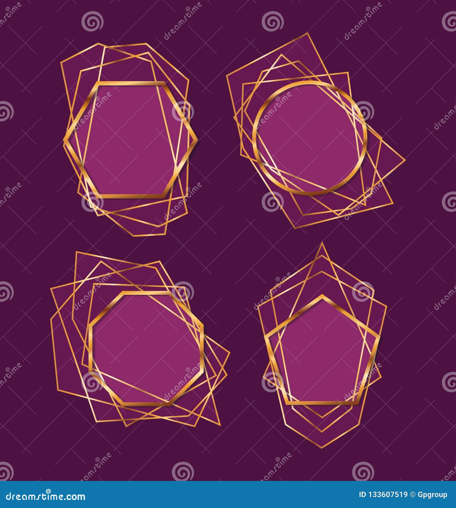 Geometric and Golden Frames Stock Vector - Illustration of deco, luxury ...