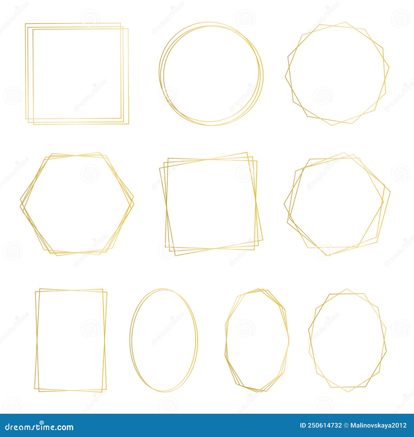 Geometric Golden Frames Set Vector Stock Vector - Illustration of ...