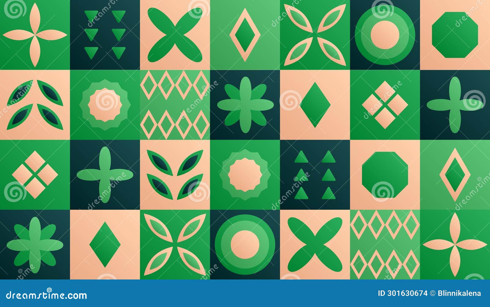 Geometric Gradient Pattern. Green and Peach. Geometry Shapes. Square ...