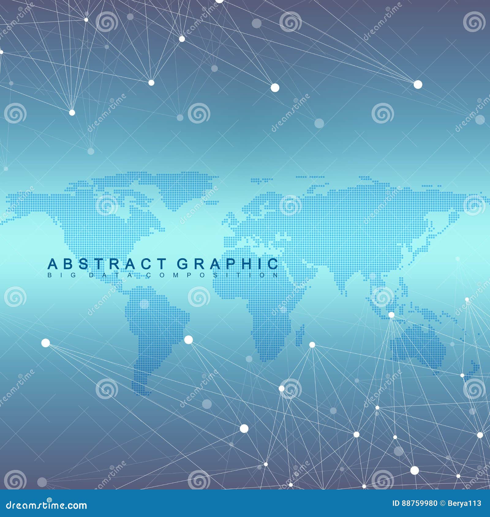 Geometric Graphic Background Communication with Dotted World Map. Big ...