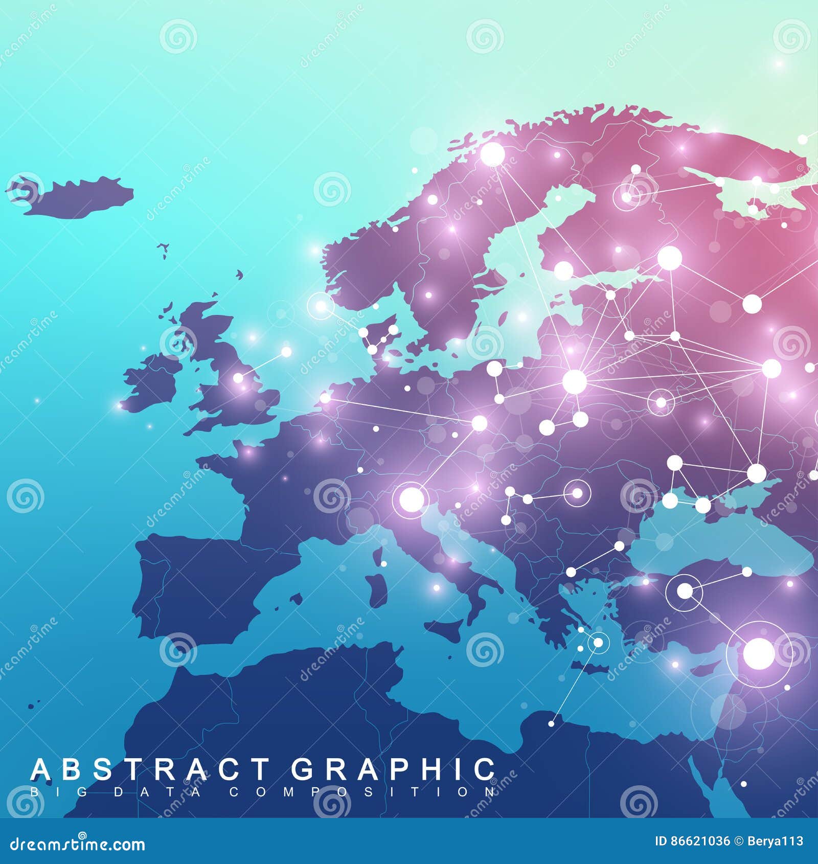 Geometric Graphic Background Communication with Europe Map. Big Data ...