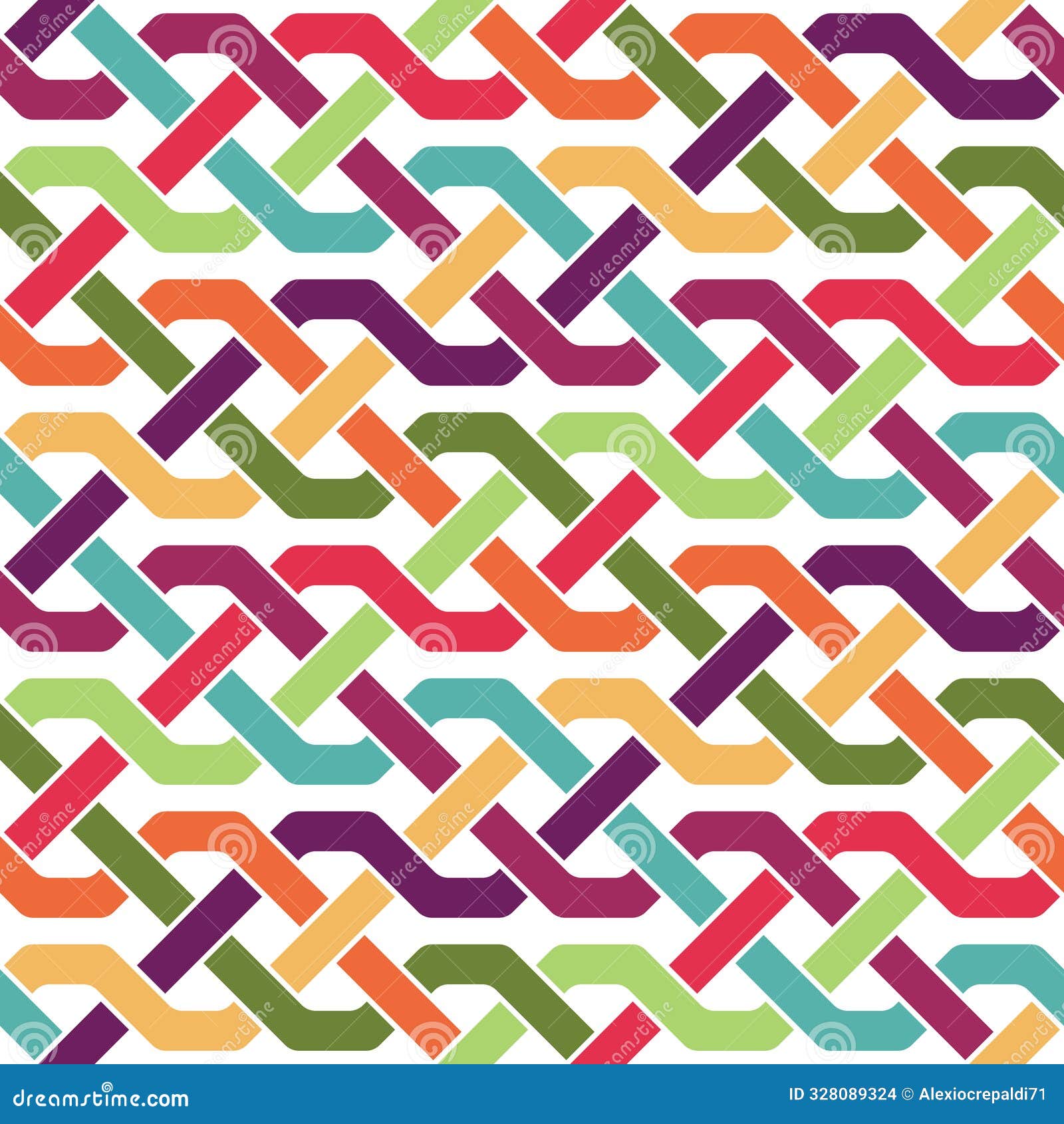 Geometric Grid with Interlocked Multicolored Lines on a White ...