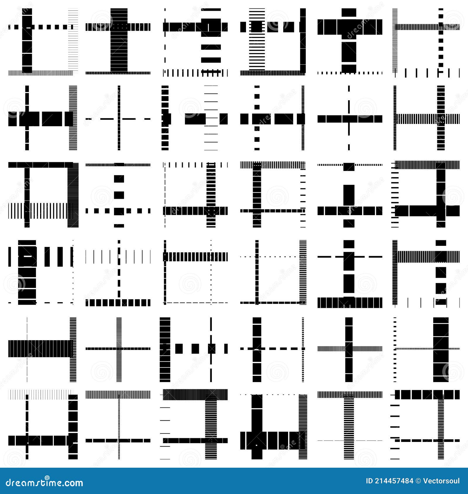 Geometric Grid Mesh Of Random Dashed Lines Matrix Array Pattern Stock Vector Illustration