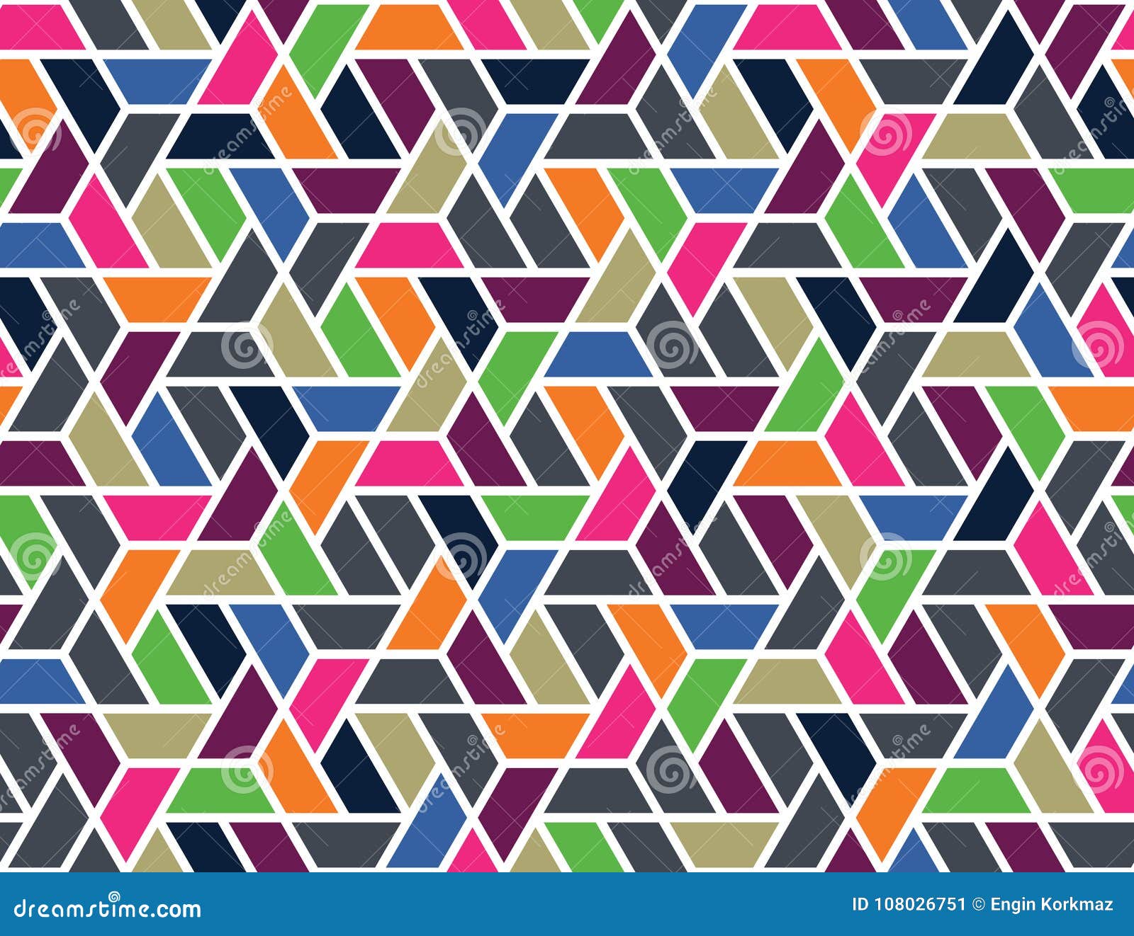 Geometric Grid Seamless Pattern Stock Vector - Illustration of hexagon ...