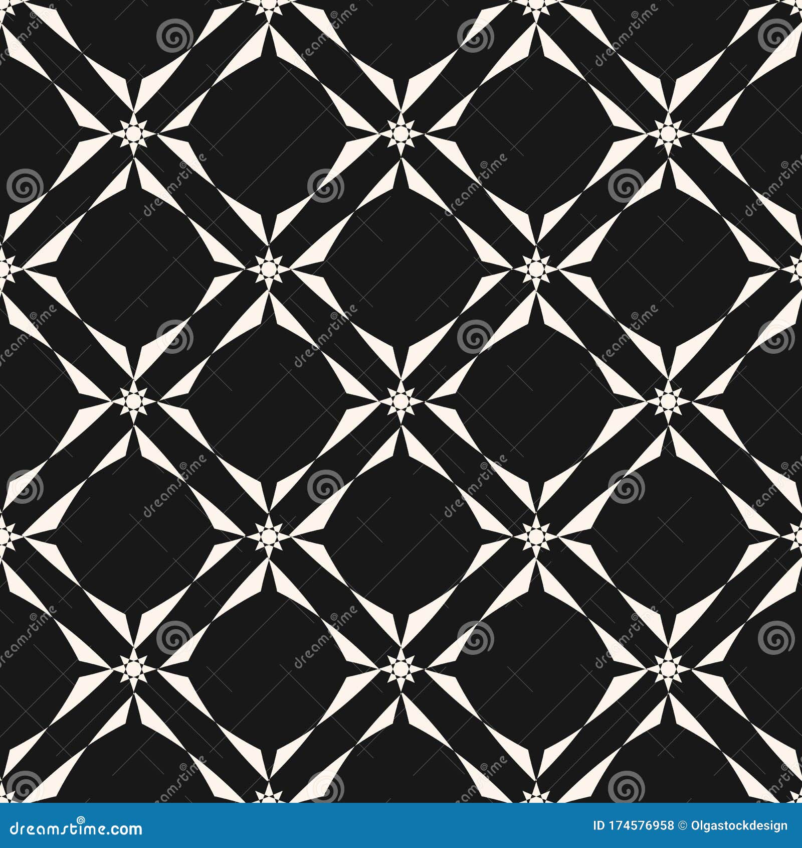 Geometric Grid Seamless Pattern. Vector Black and White Abstract ...