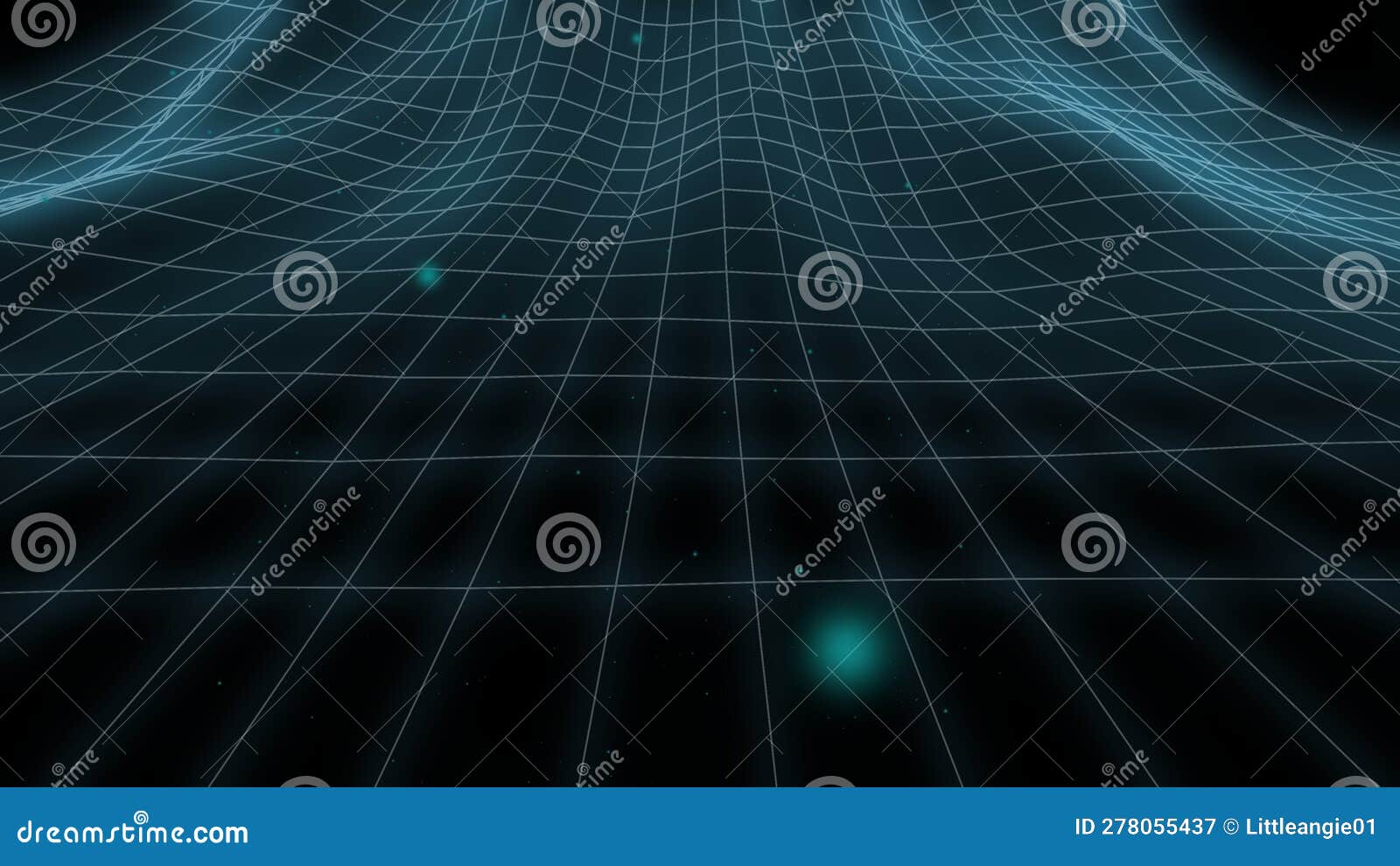 Geometric Grid in Three Dimension Space Green Lights Stock Illustration ...