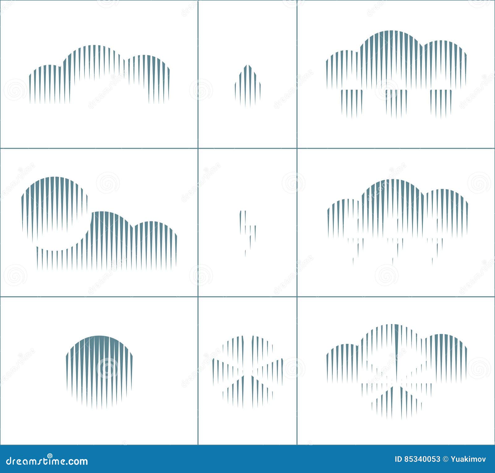 Geometric Halftone Weather Symbols Set Stock Vector - Illustration of ...