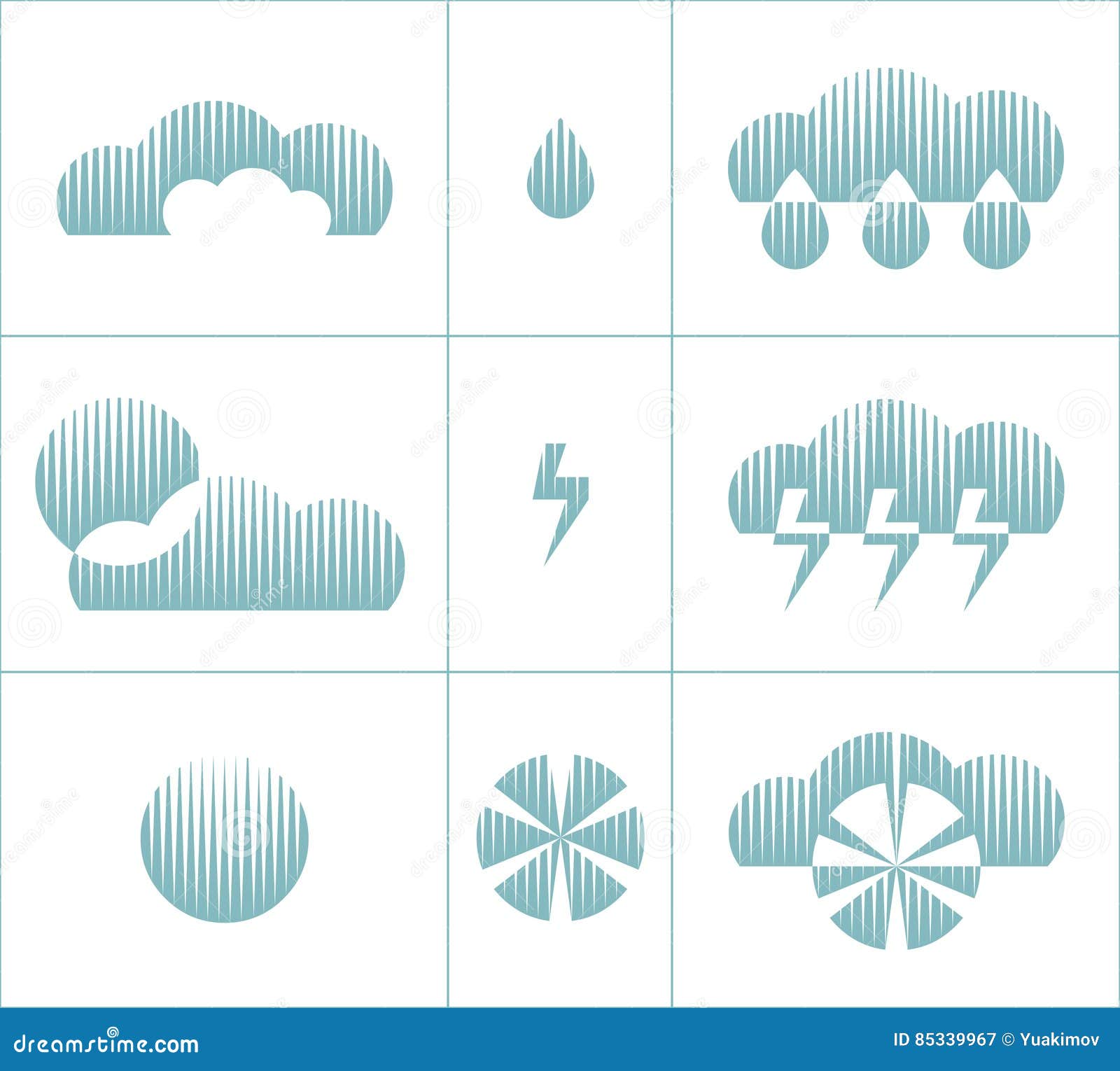 Geometric Halftone Weather Symbols Set Stock Vector - Illustration of ...