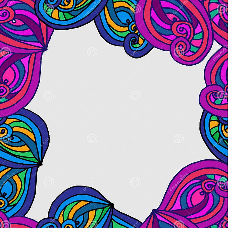 Geometric Hand-drawn Frame of Shapes on a White Background Stock ...