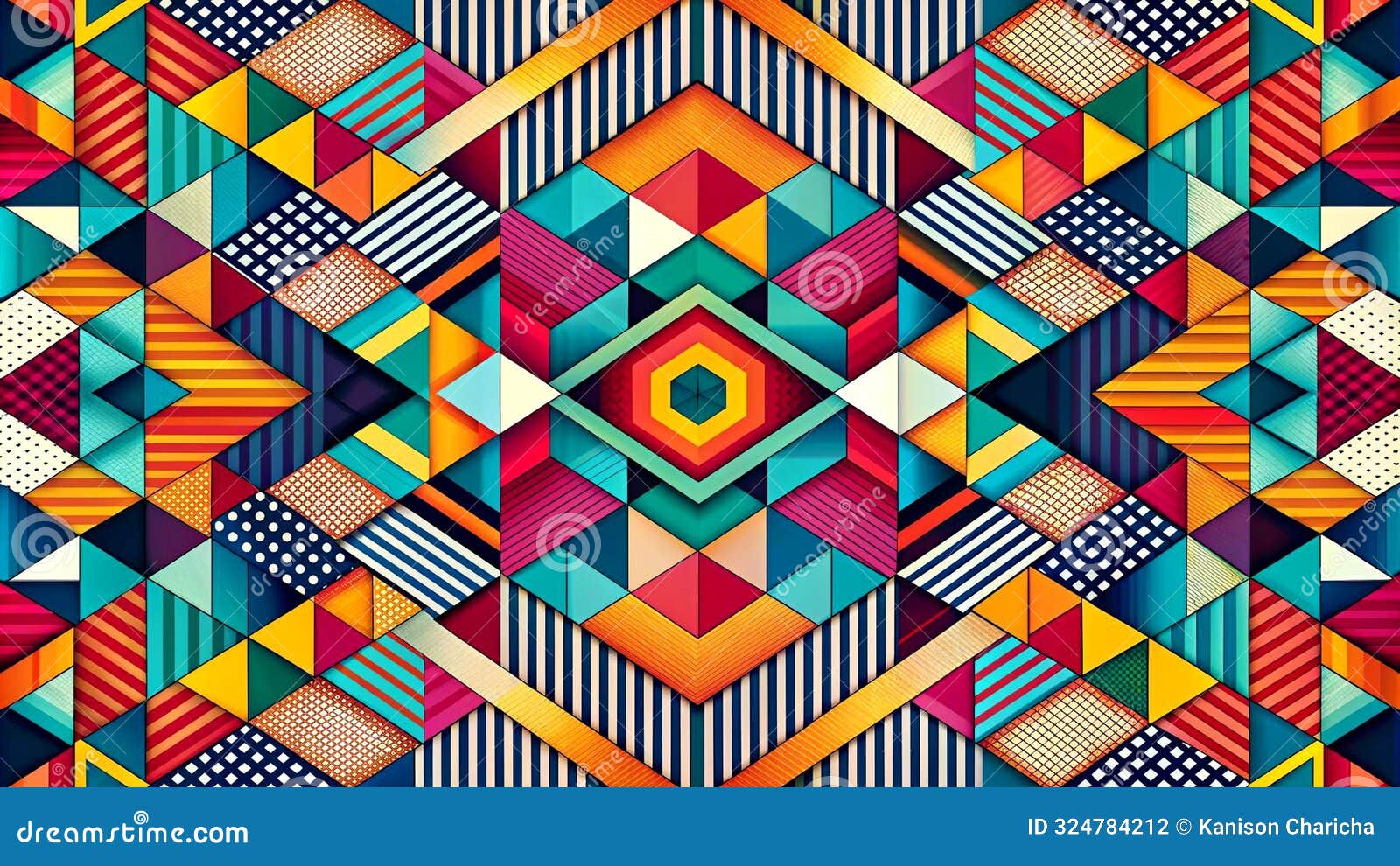 Geometric Harmony: Interlocking Shapes and Patterns Create a Dynamic Abstract Composition ...