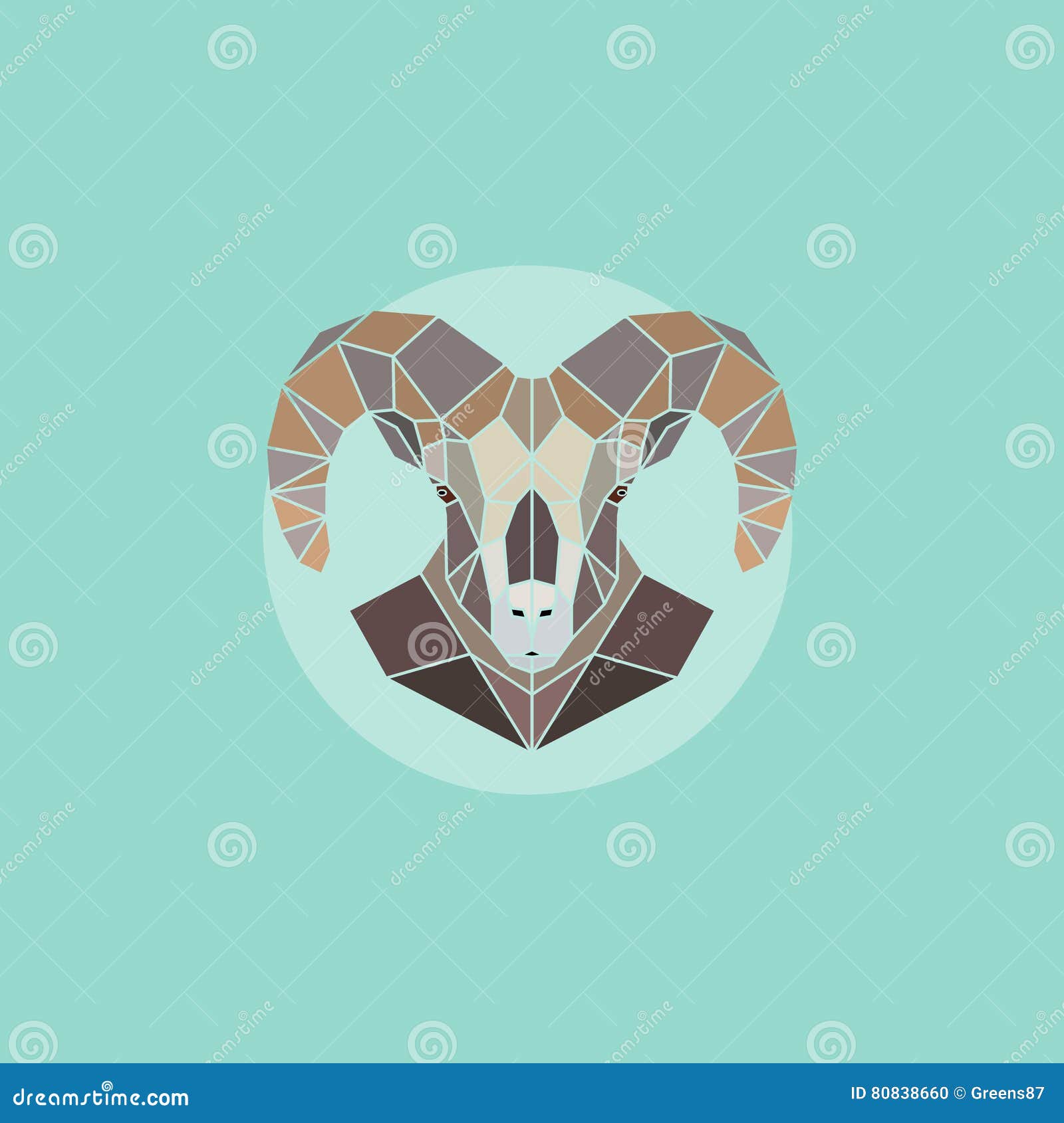 Geometric Head Mountain Sheep. Stock Vector - Illustration of mammal ...