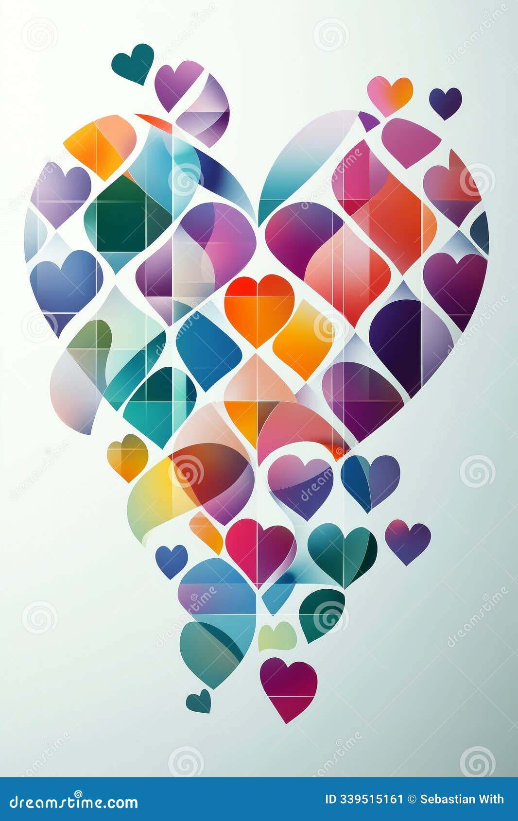 Colorful Geometric Heart Made of Vibrant Shapes and Patterns. Stock ...