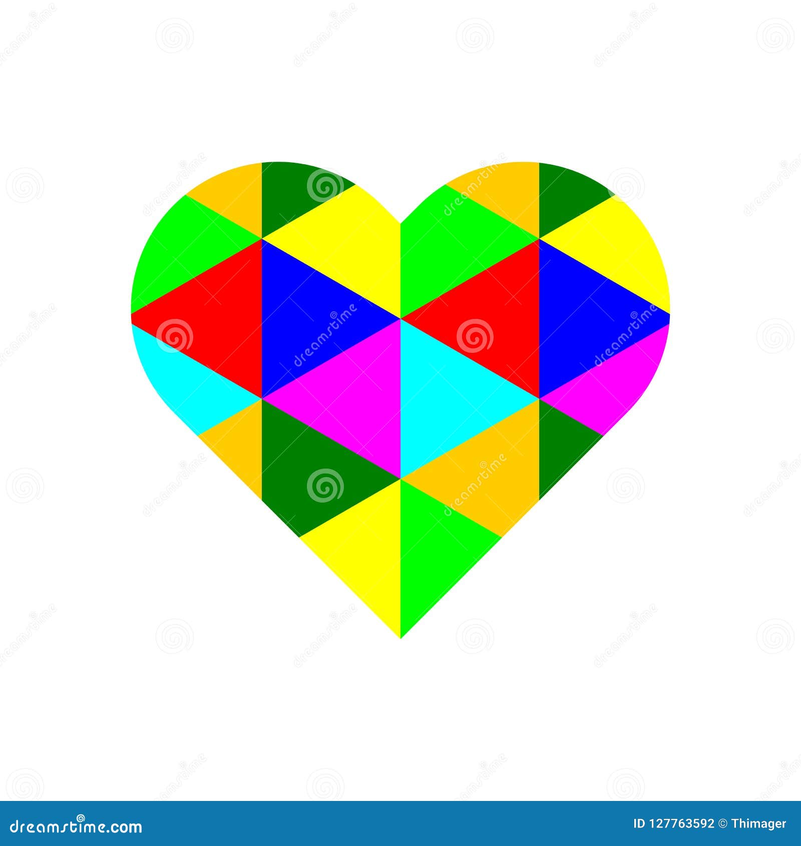 Multi-color Triangle Pattern on Heart Symbol. Stock Illustration ...