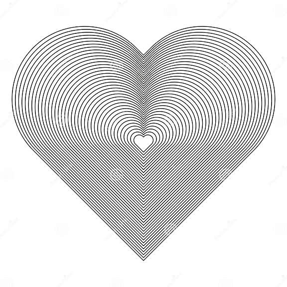 Geometric Heart Shape. Concentric Line Pattern. Abstract Heart Outline ...