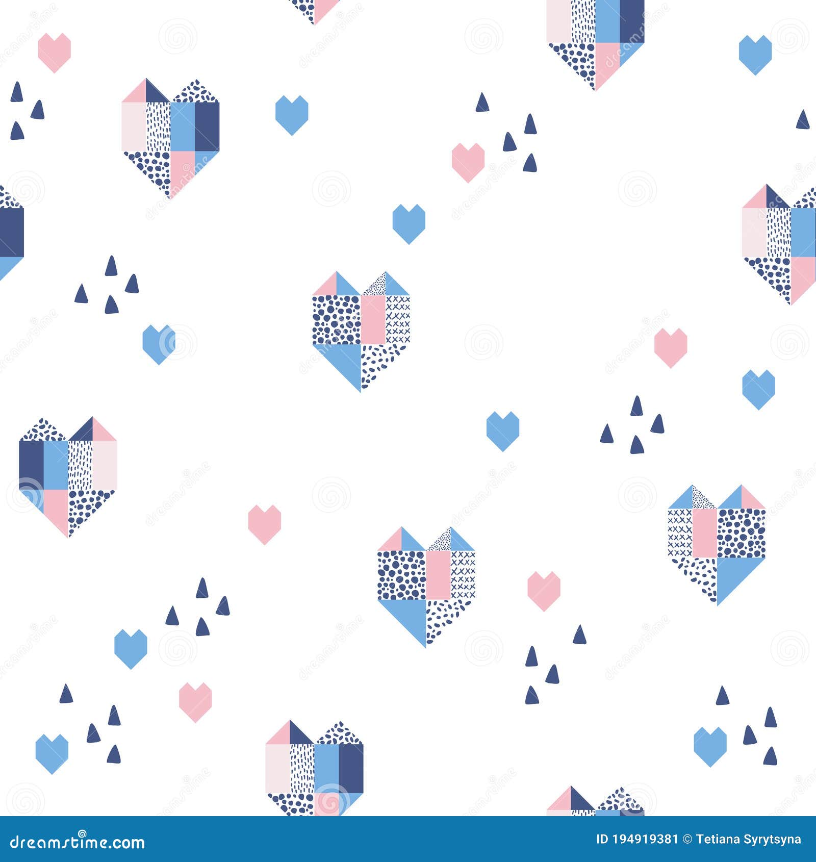 Geometric Hearts Background. Abstract Hearts and Geometric Shapes ...
