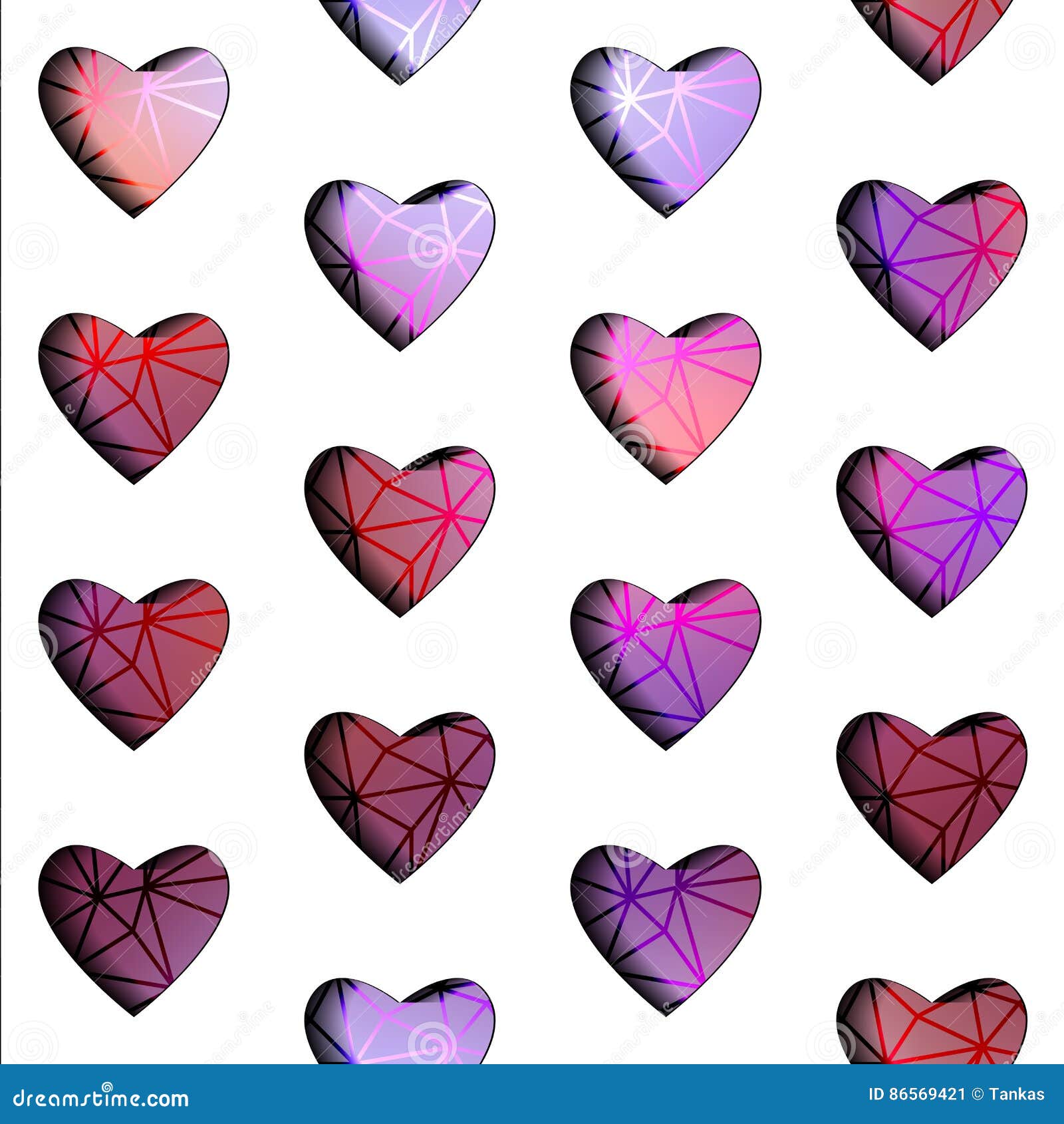 Geometric hearts pattern. stock vector. Illustration of curve - 86569421