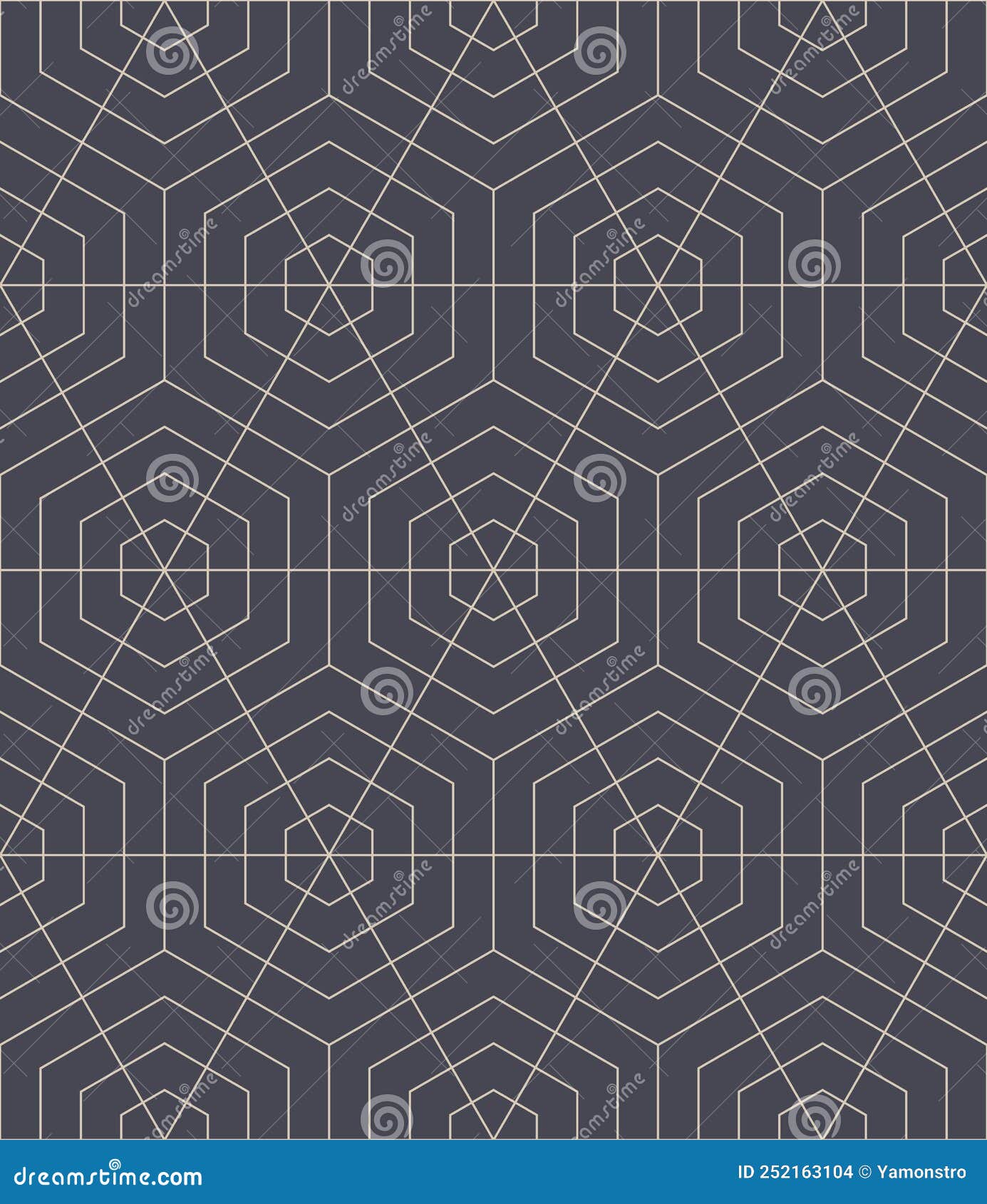 Geometric Hexagonal Grid Outline Seamless Pattern Vector Art Abstract ...