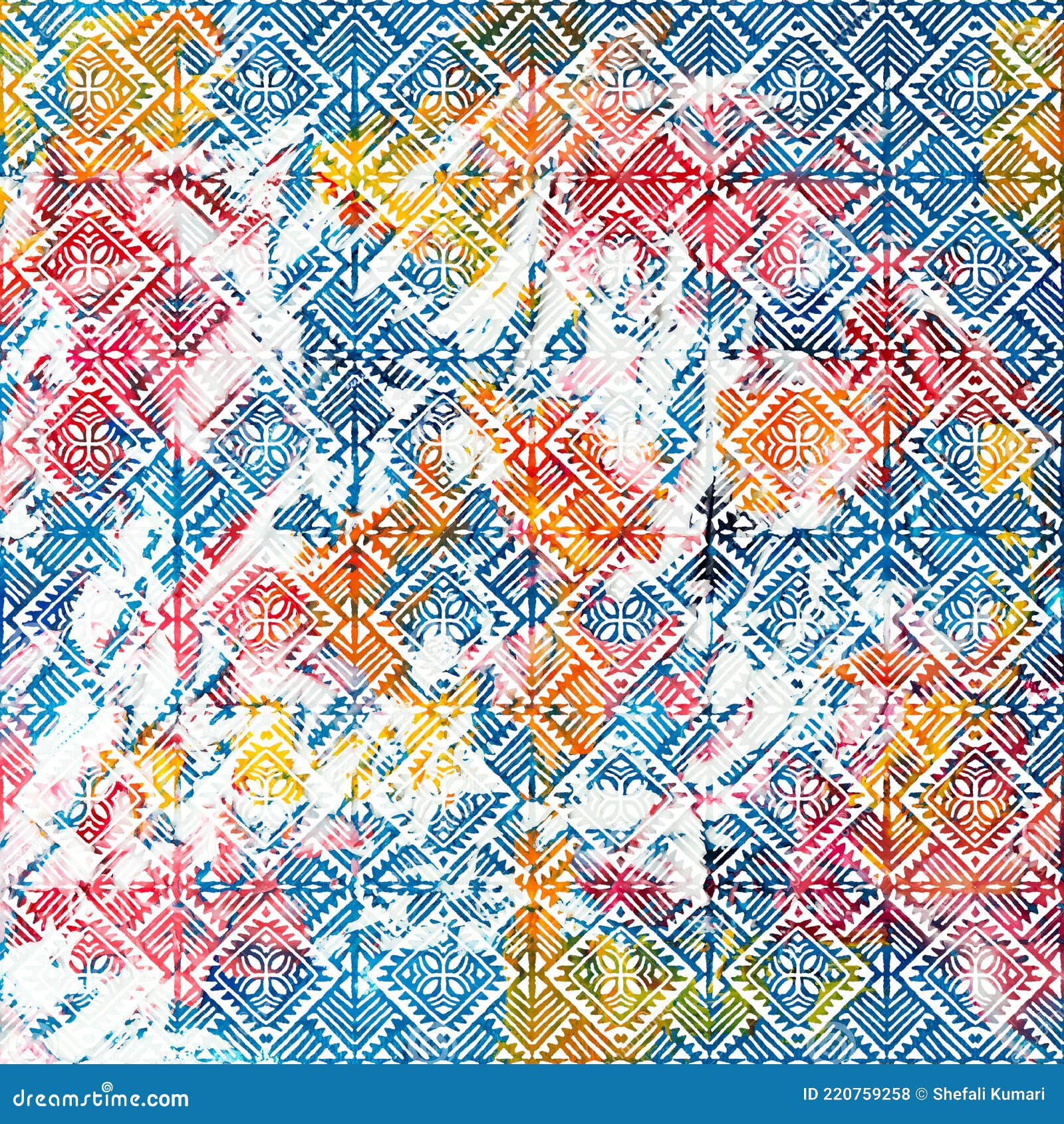 Geometric High Definition Repeat Boho Pattern Isolated on White Canvas ...