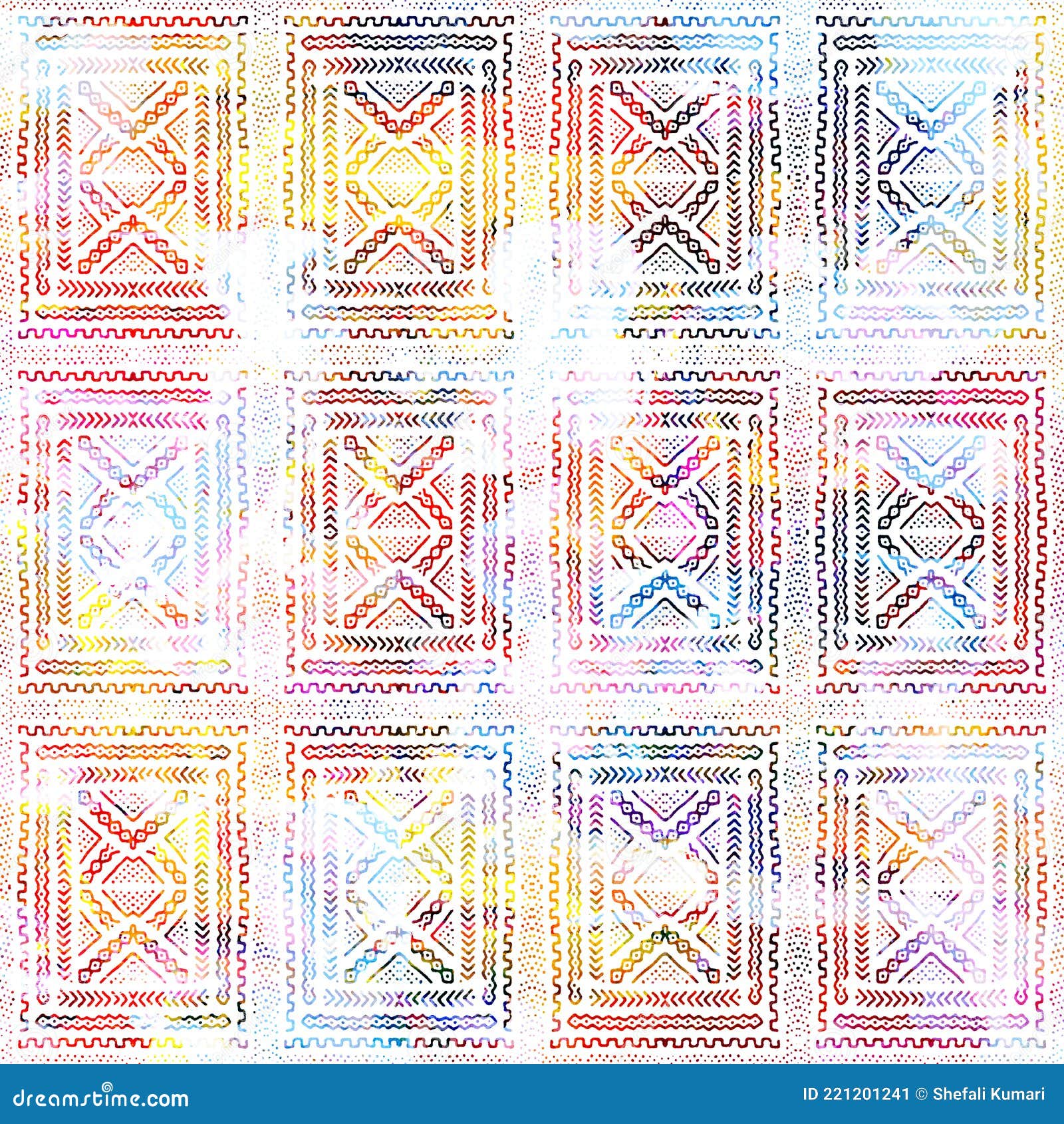 Geometric High Definition Repeat Boho Pattern Isolated on White Canvas ...