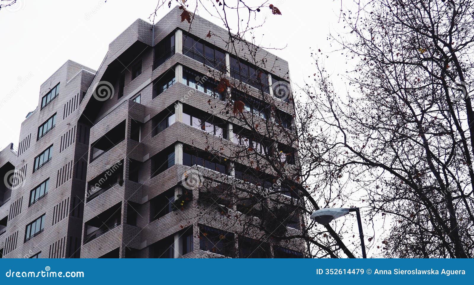 Geometric High-rise Building with Trees Stock Image - Image of geometry ...