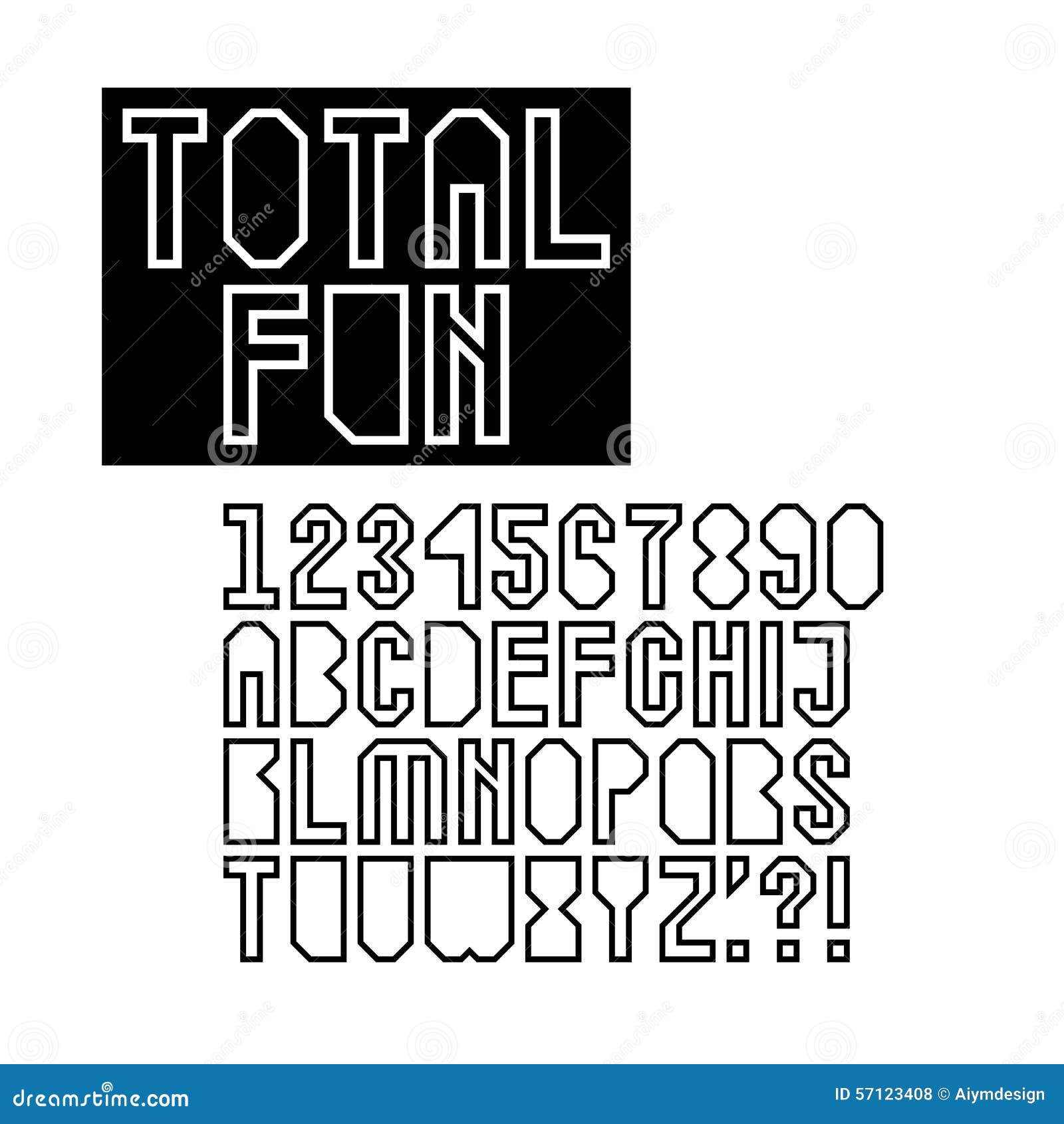 Geometric hollow font set stock vector. Illustration of comma - 57123408