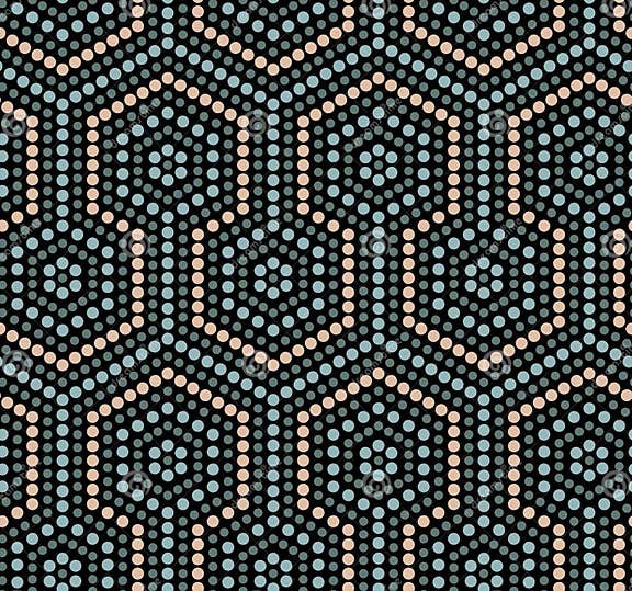 Geometric Honeycomb Grid with Concentric Dotted Hexagons. Stock Vector - Illustration of small ...