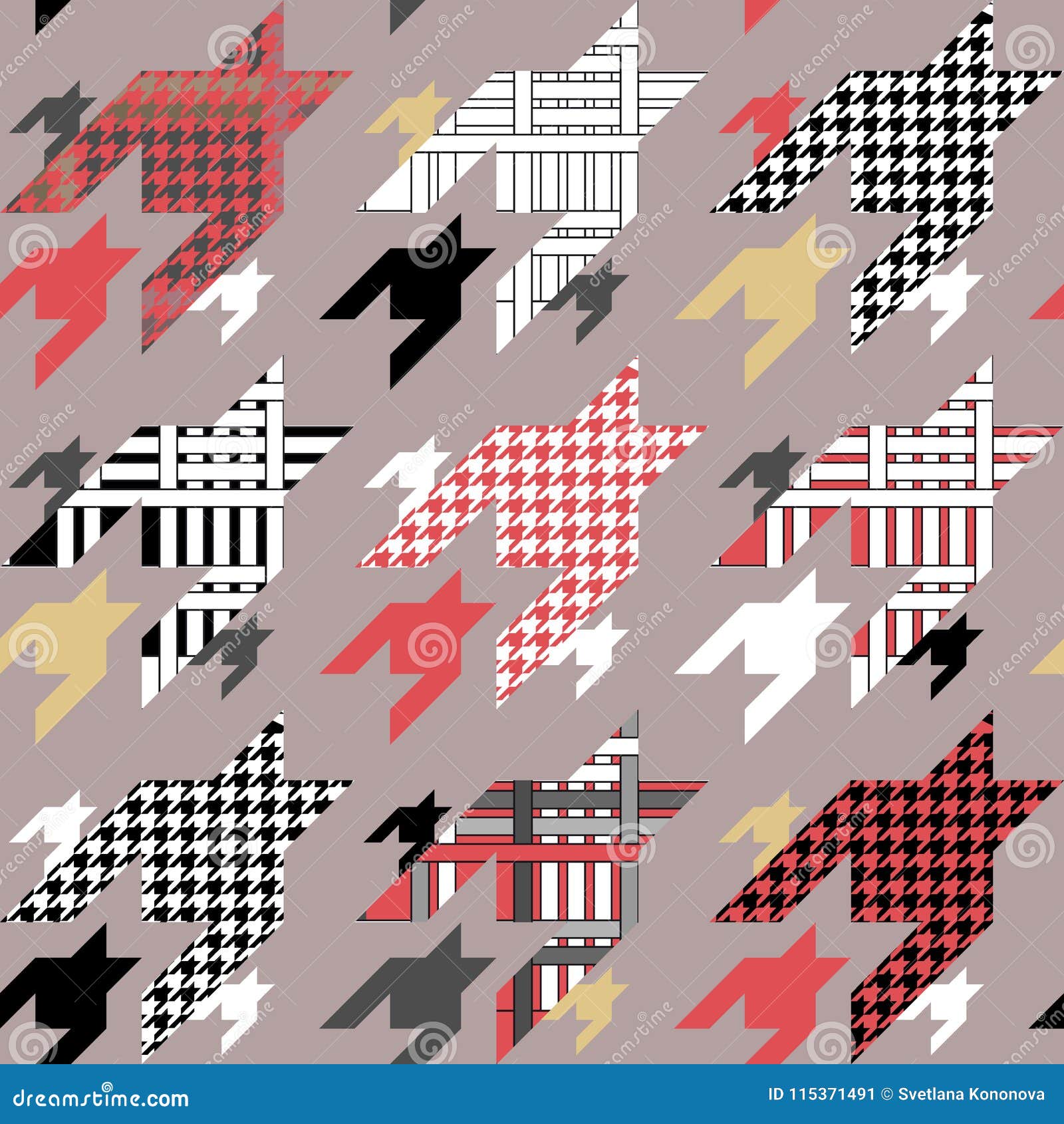 Geometric Hounds Tooth Print. Stock Vector - Illustration of fabric ...