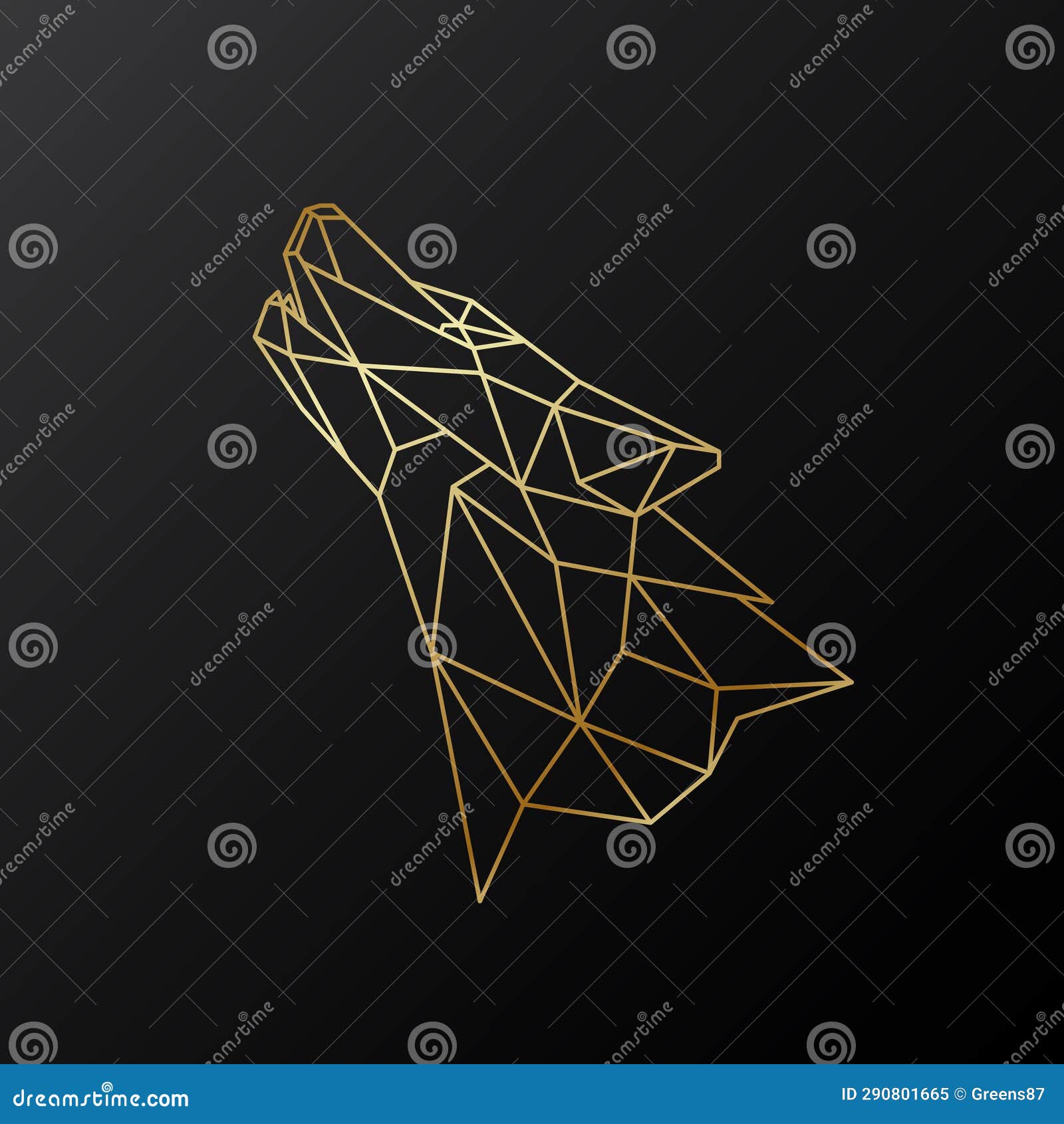 Geometric Howling Wolf Side View. Stock Vector - Illustration of white ...