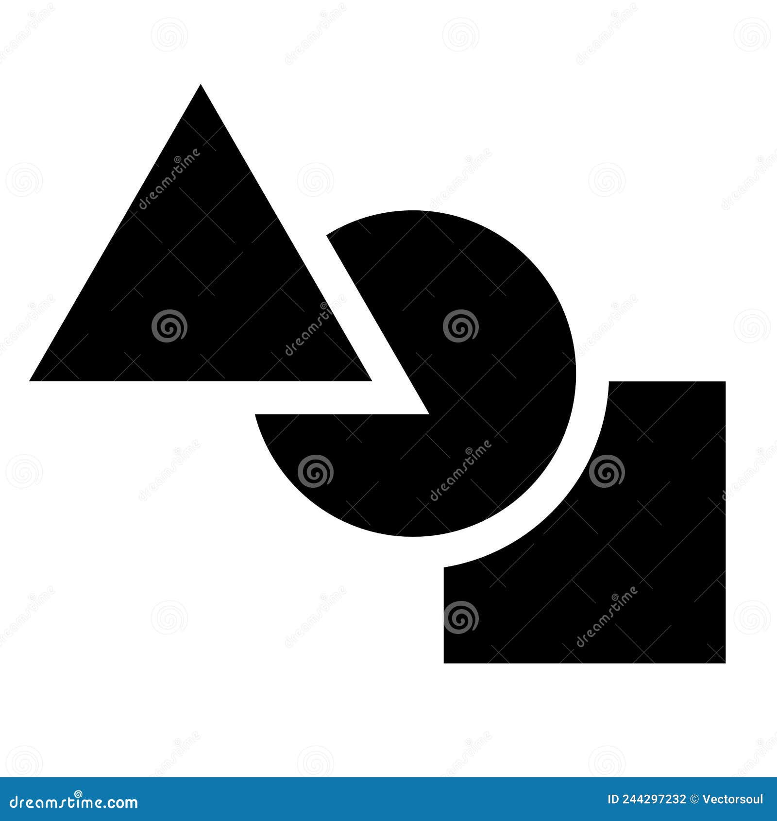Geometric Icon, Logo Shape with Overlapping Circle, Square and Triangle ...