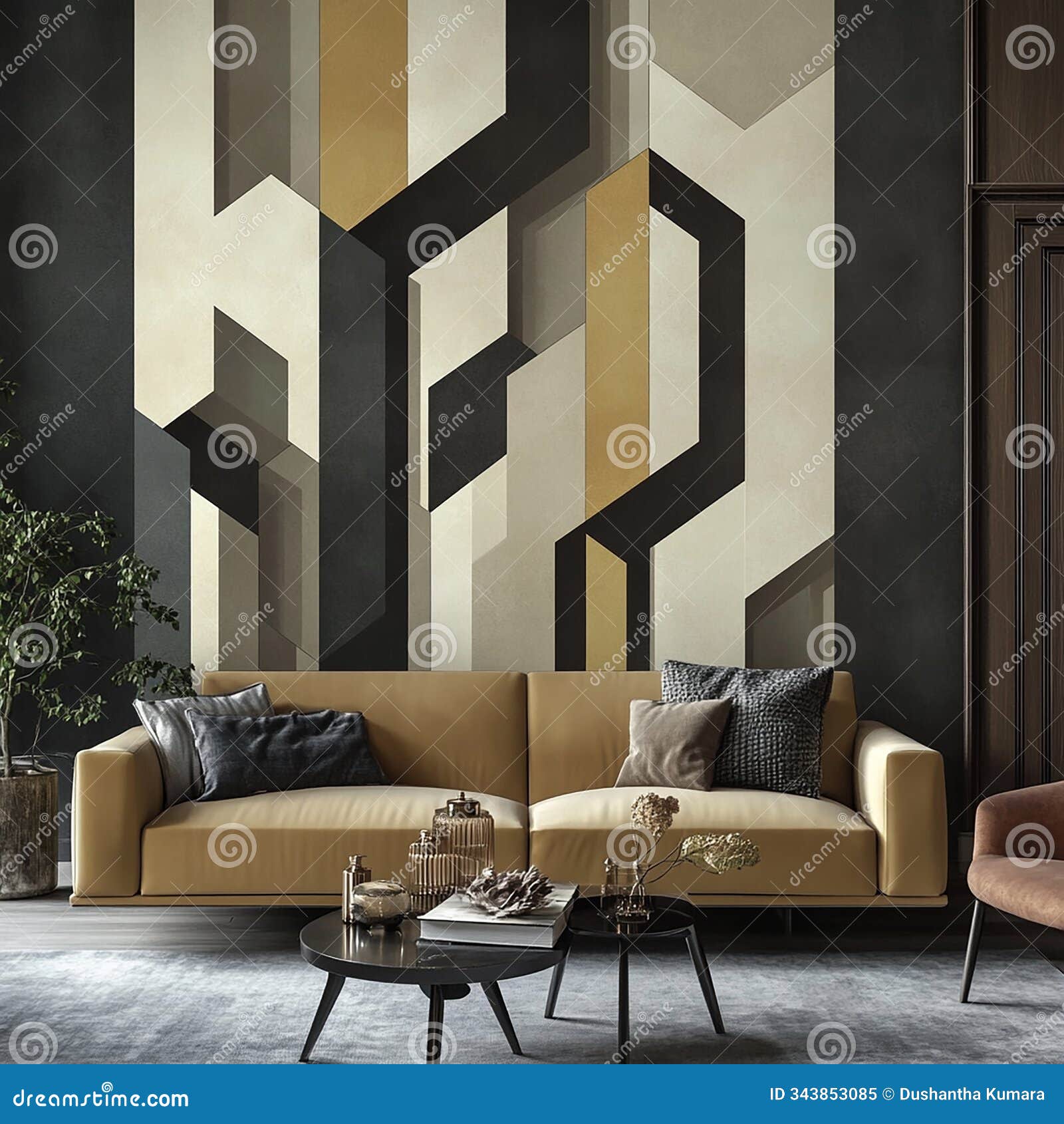 Geometric Illusion: a Modern Wallpaper with Bold Geometric Shapes ...