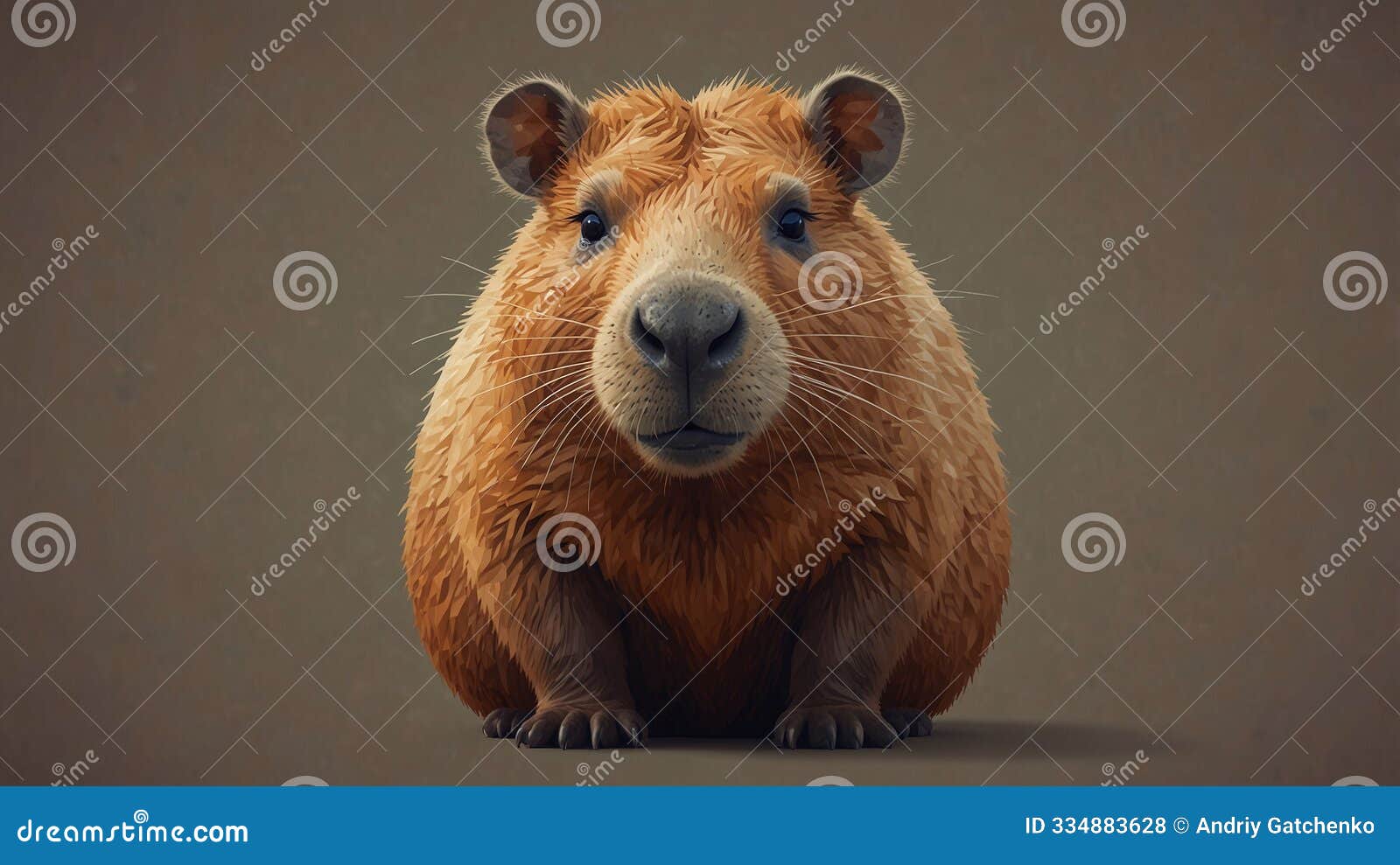 Geometric Illustration of a Capybara with Textured Fur and Symmetrical ...