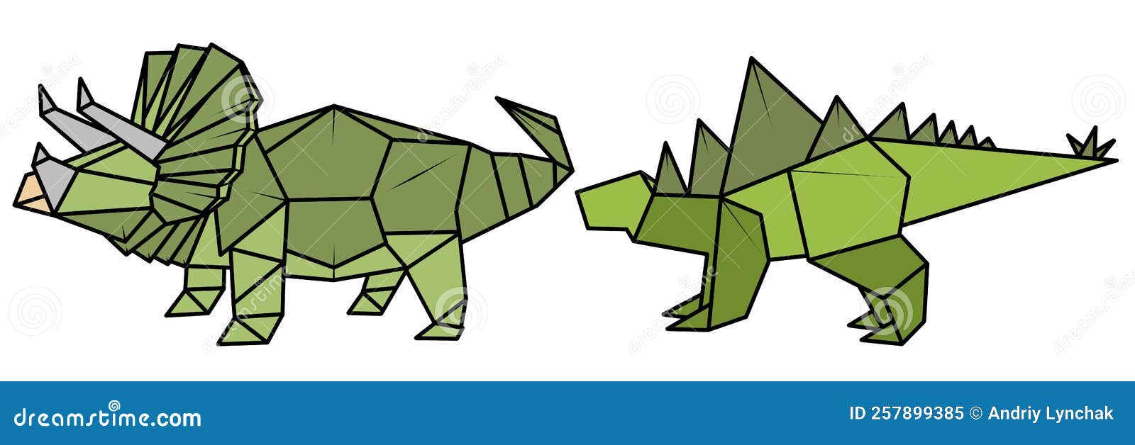 Geometric Illustration of Dinosaurs on a White Background. Stock ...