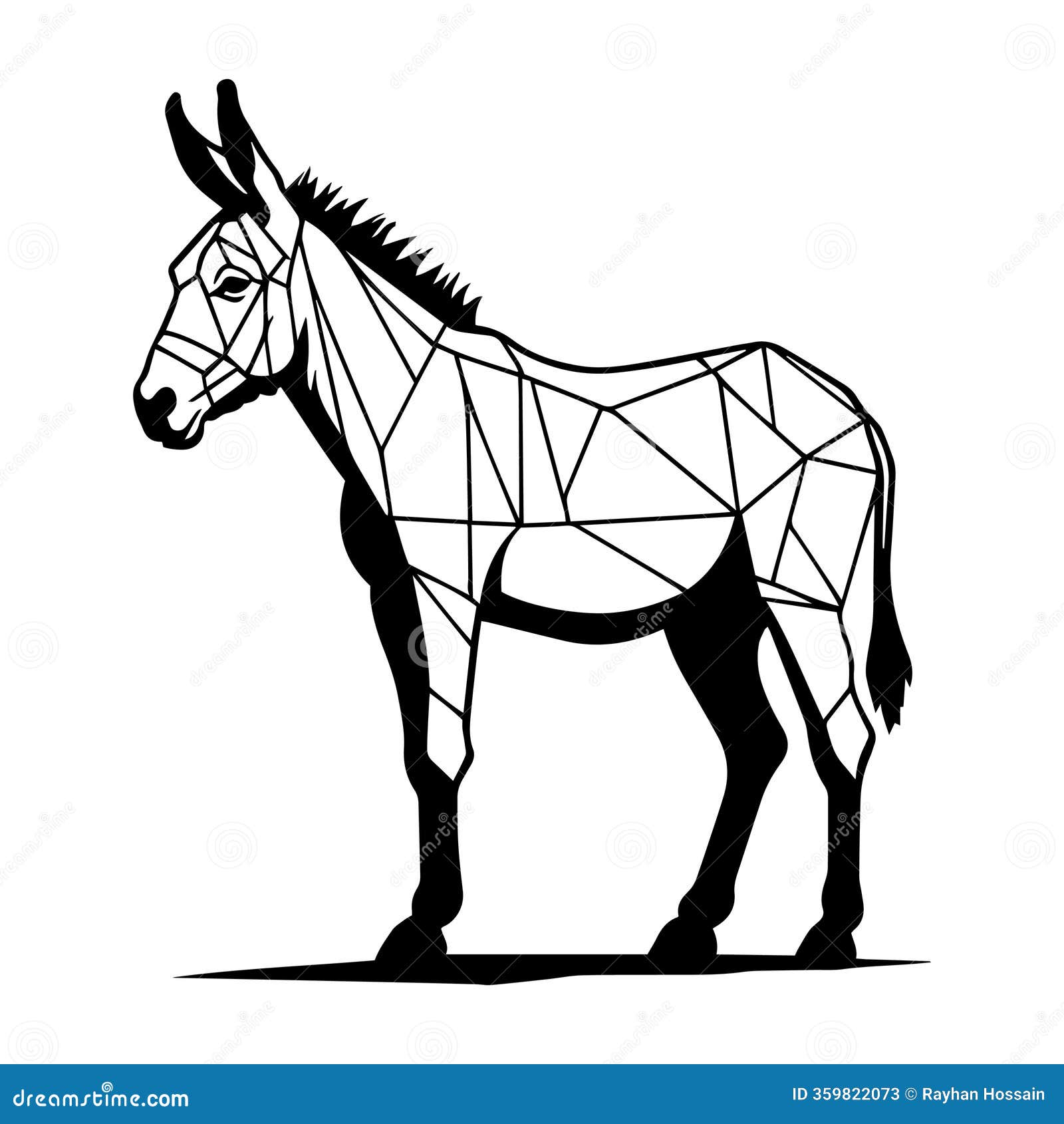 Black Donkey Silhouette Vector Illustration on White Background. Stock ...