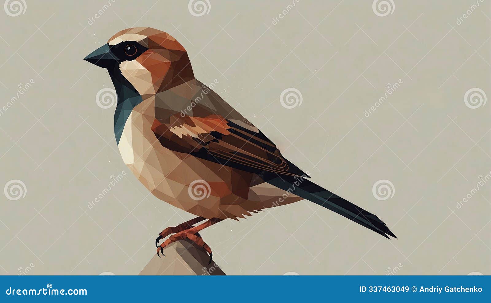 Geometric Illustration of Sparrow Bird with Abstract Triangular Design ...