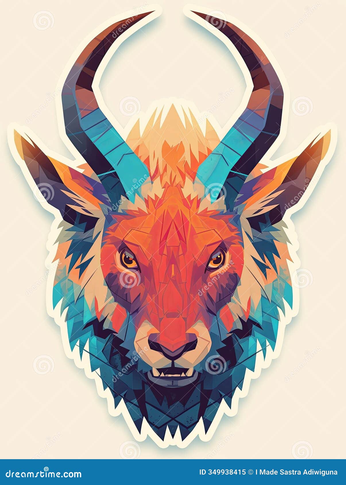 Geometric Illustration of a Stylized Goat Head with Vibrant Colors and ...