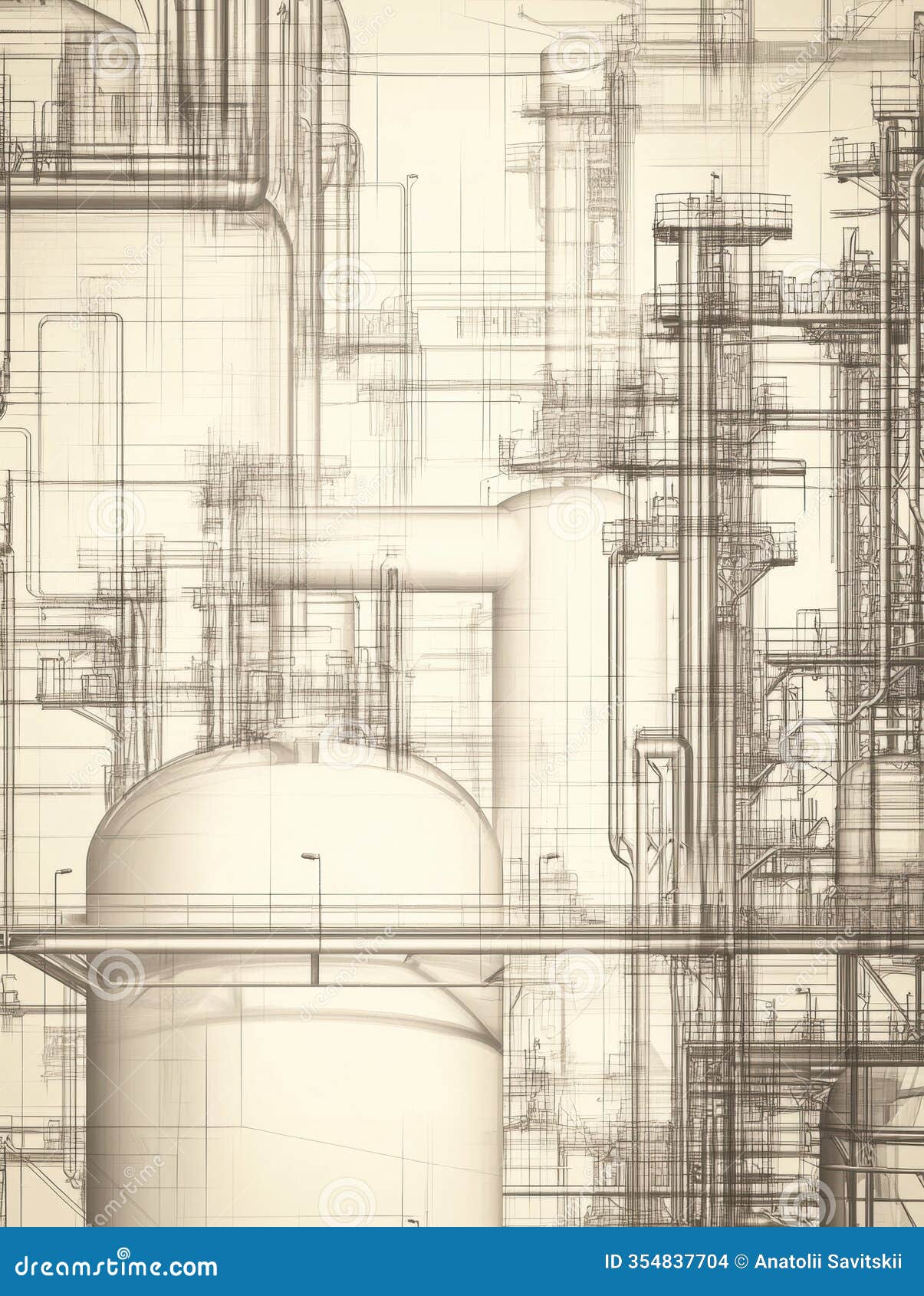 Geometric Industrial Pattern Featuring Oil Tanks, Pipes, and Rigs in an ...