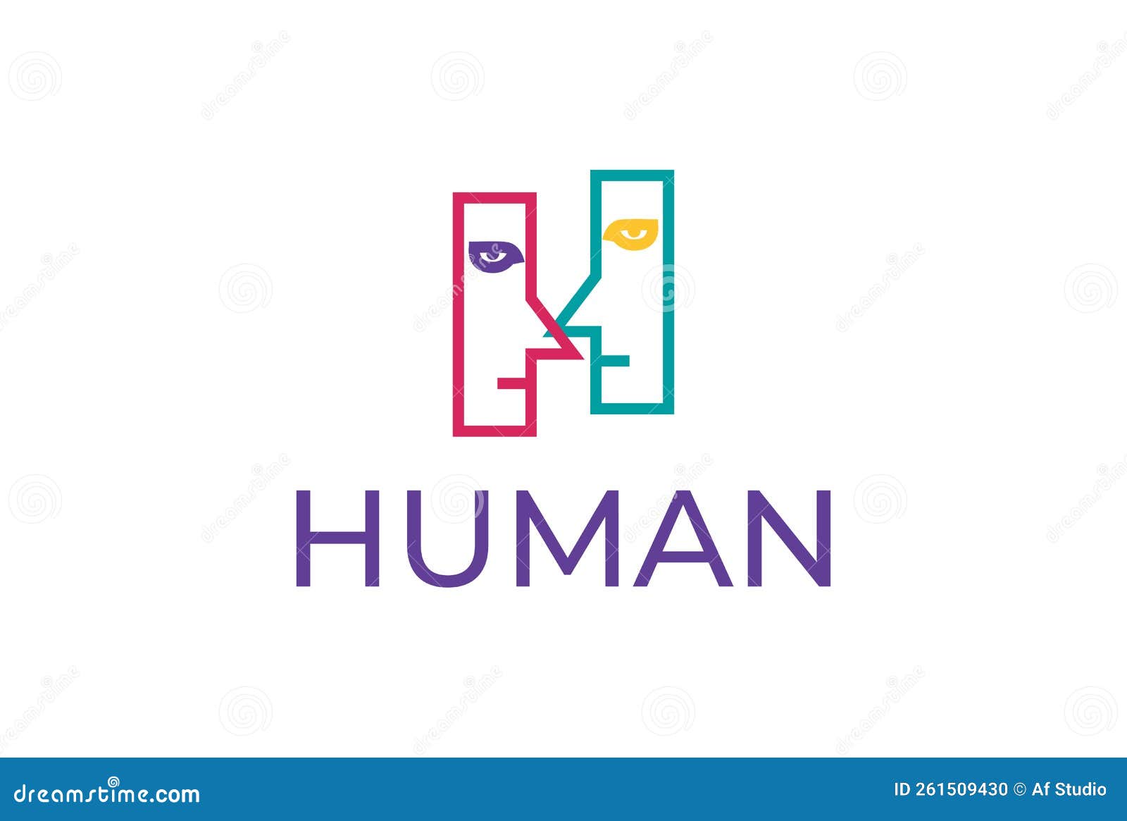 Geometric Initial Letter H for Human Face Talk Communication Logo ...