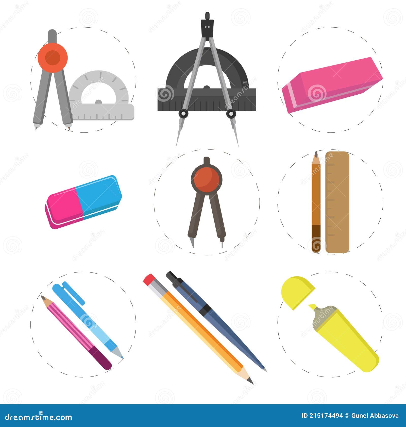 Geometric Instrument Illustration. Compass with Pencil Simple Flat Icon ...