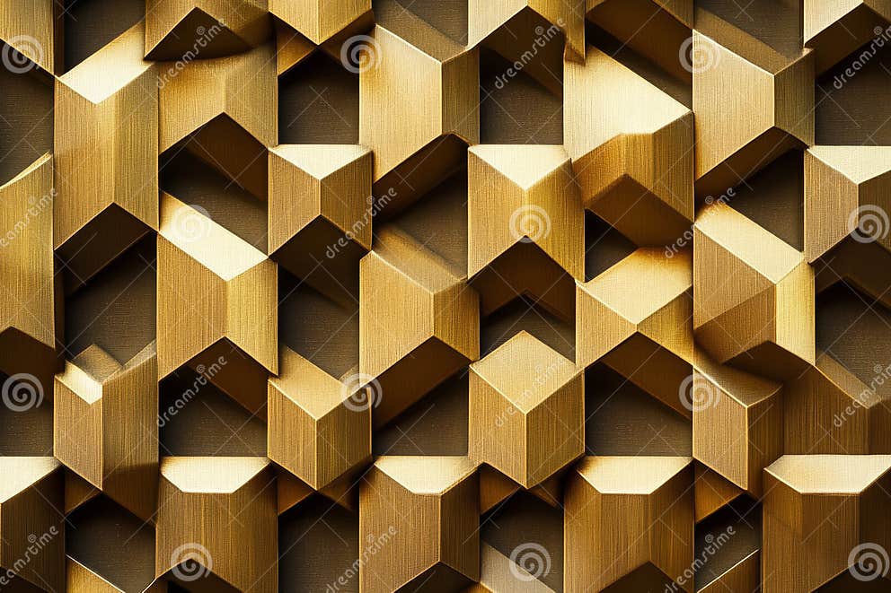 Geometric Interlocking Pattern in Gold, Repeated Seamlessly, Creating a ...