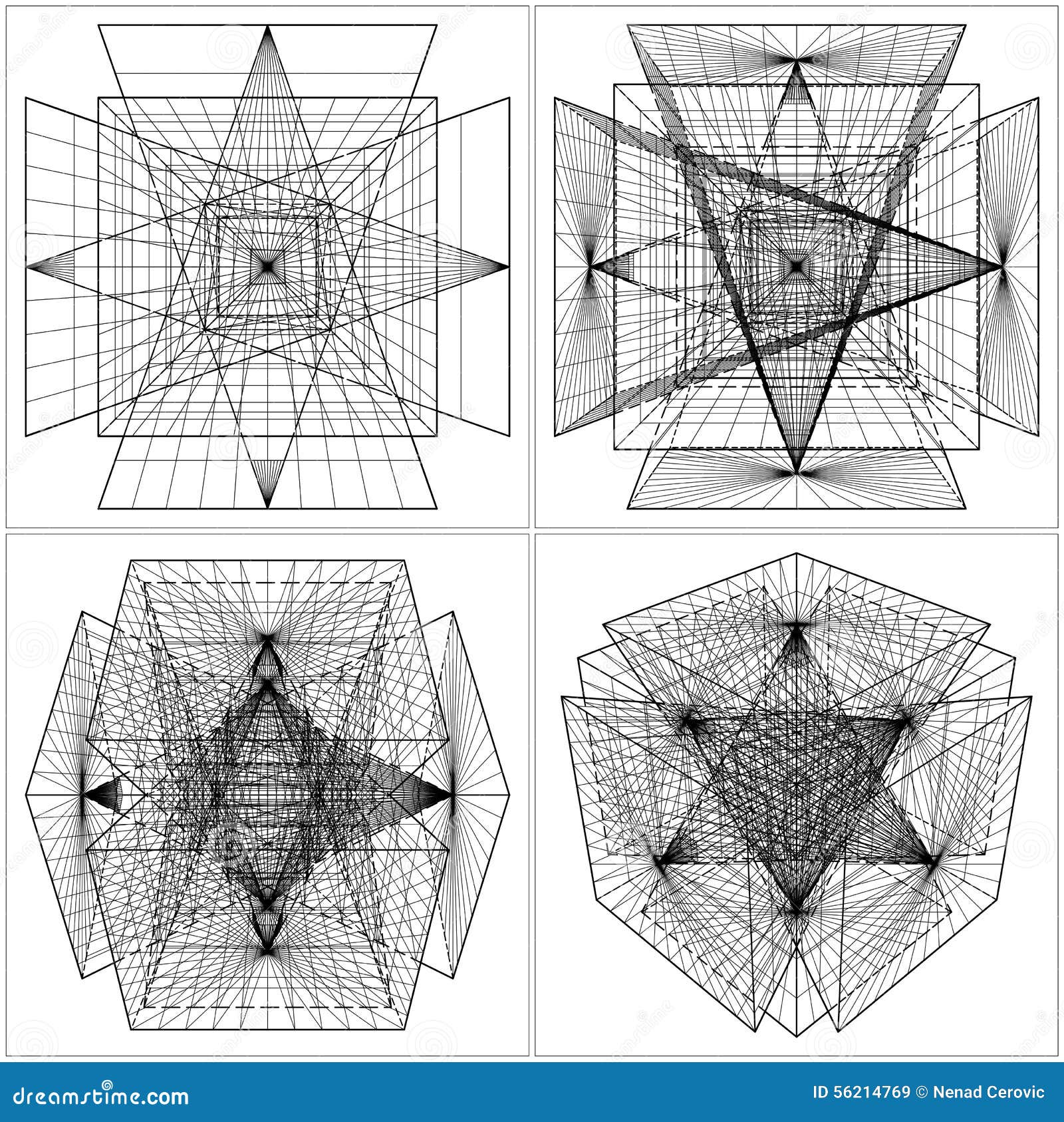 Geometric Intersection of Six Pyramids Vector Stock Vector ...