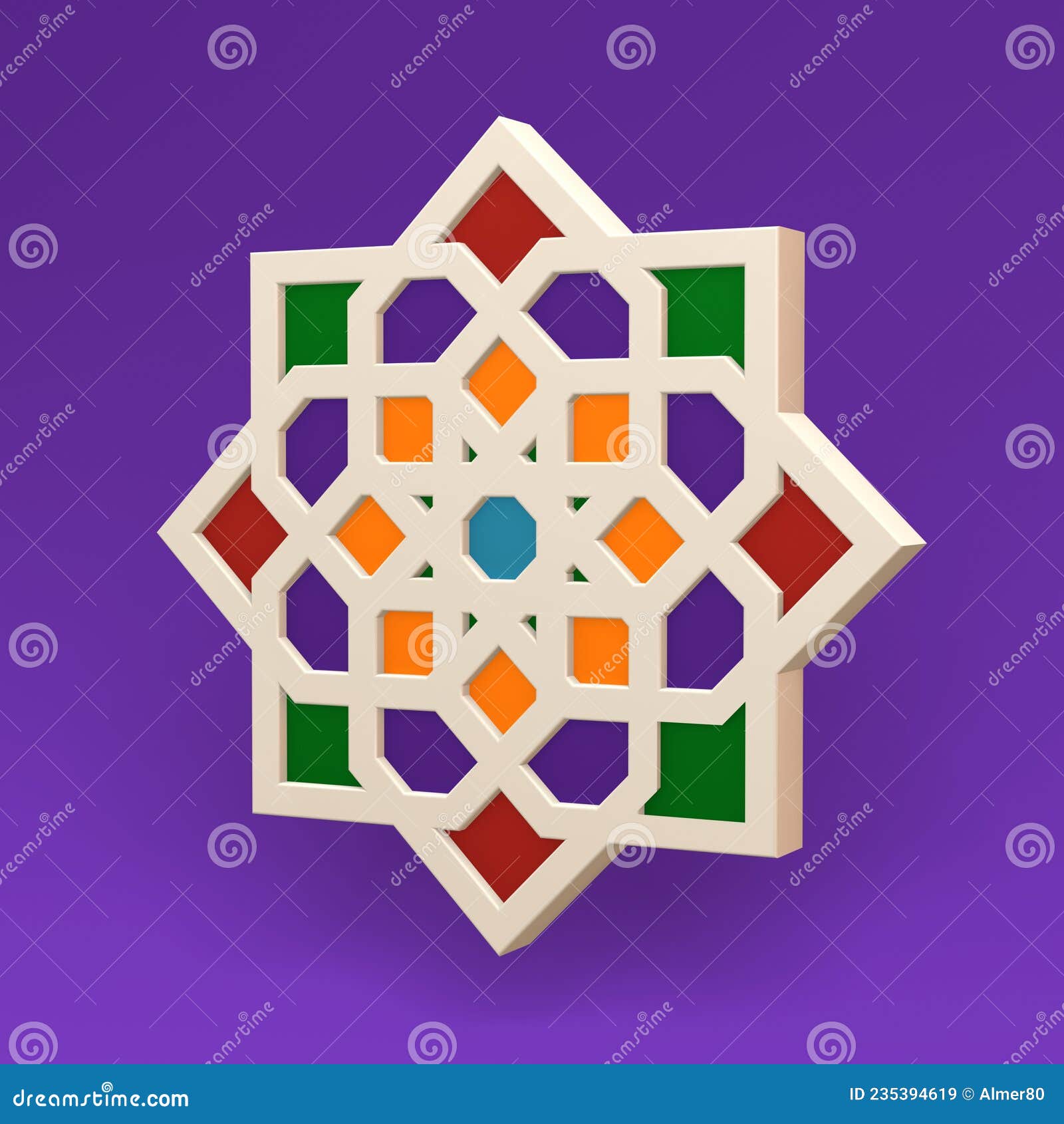 Geometric Islamic Pattern of Square and Triangular Shapes on a Purple ...
