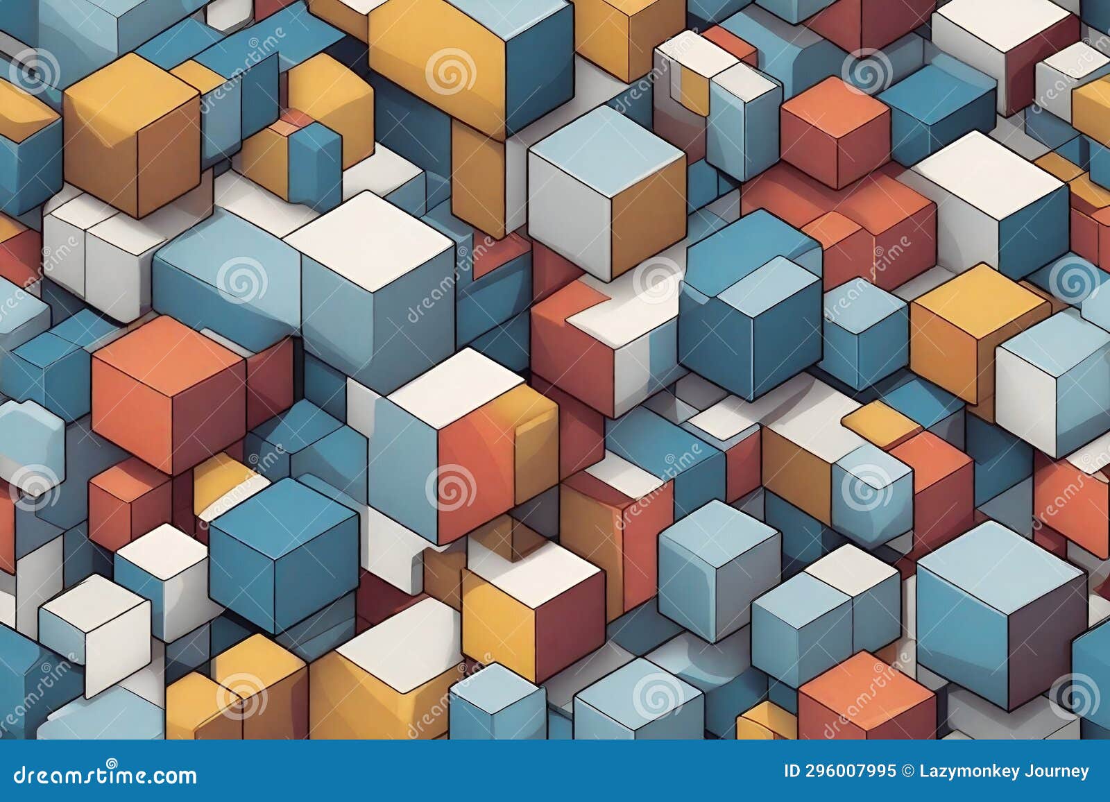Geometric Isometric Cubes, Cube Idea Stock Illustration - Illustration ...