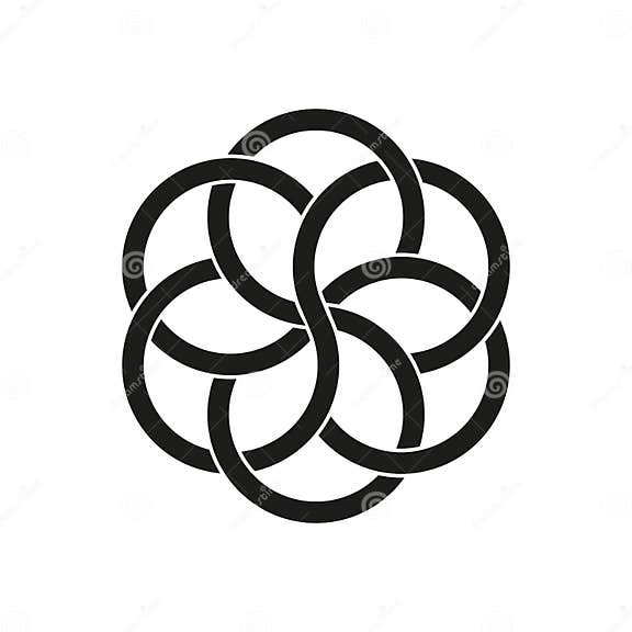 Geometric Knot Icon. Interlocking Rings Pattern. Vector Symbol ...