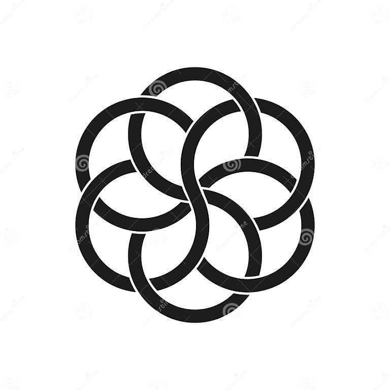 Geometric Knot Icon. Interlocking Rings Pattern. Vector Symbol ...