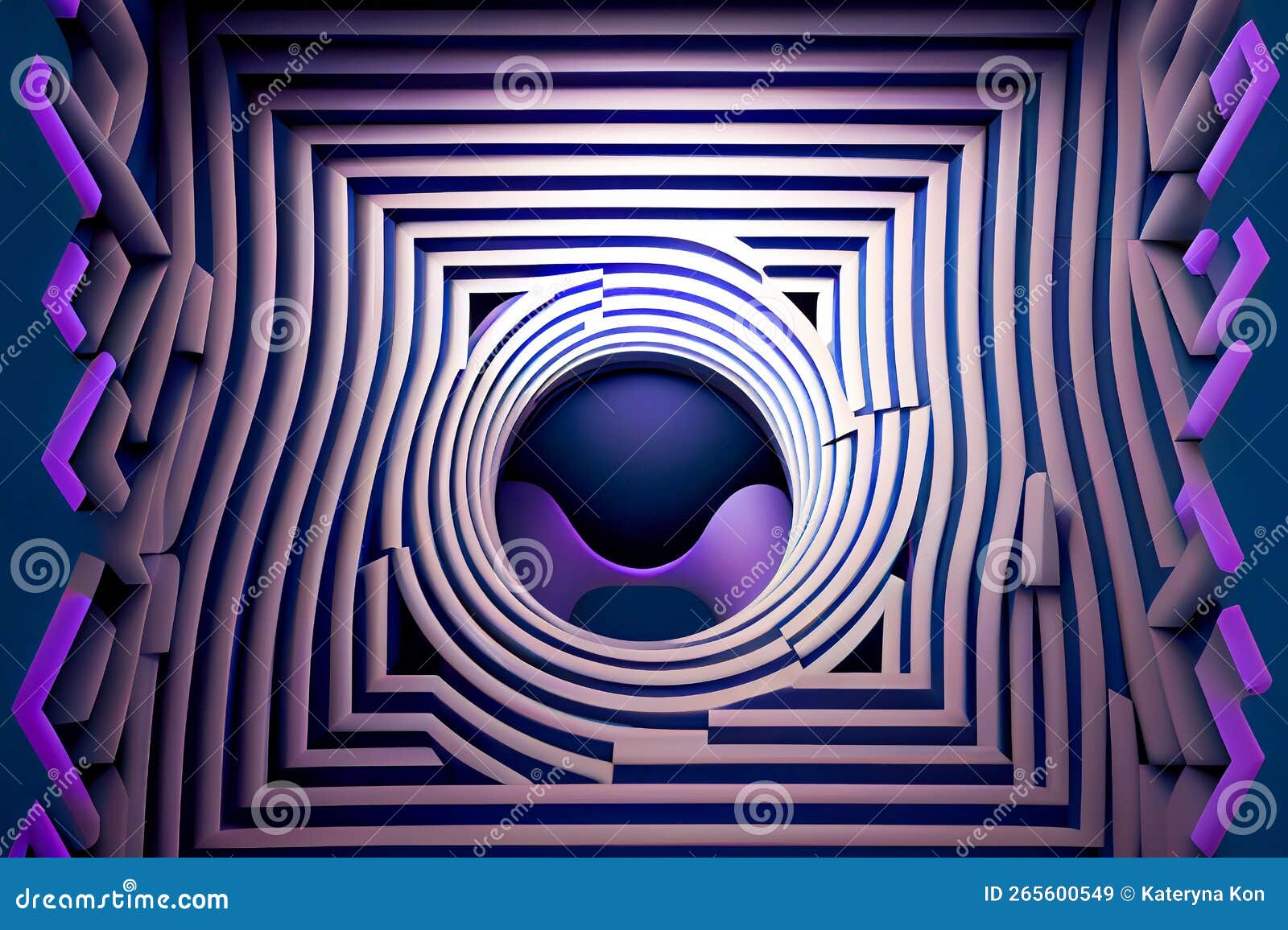 Geometric Labyrinth, Optical Illusion, Ai Illustration Stock ...