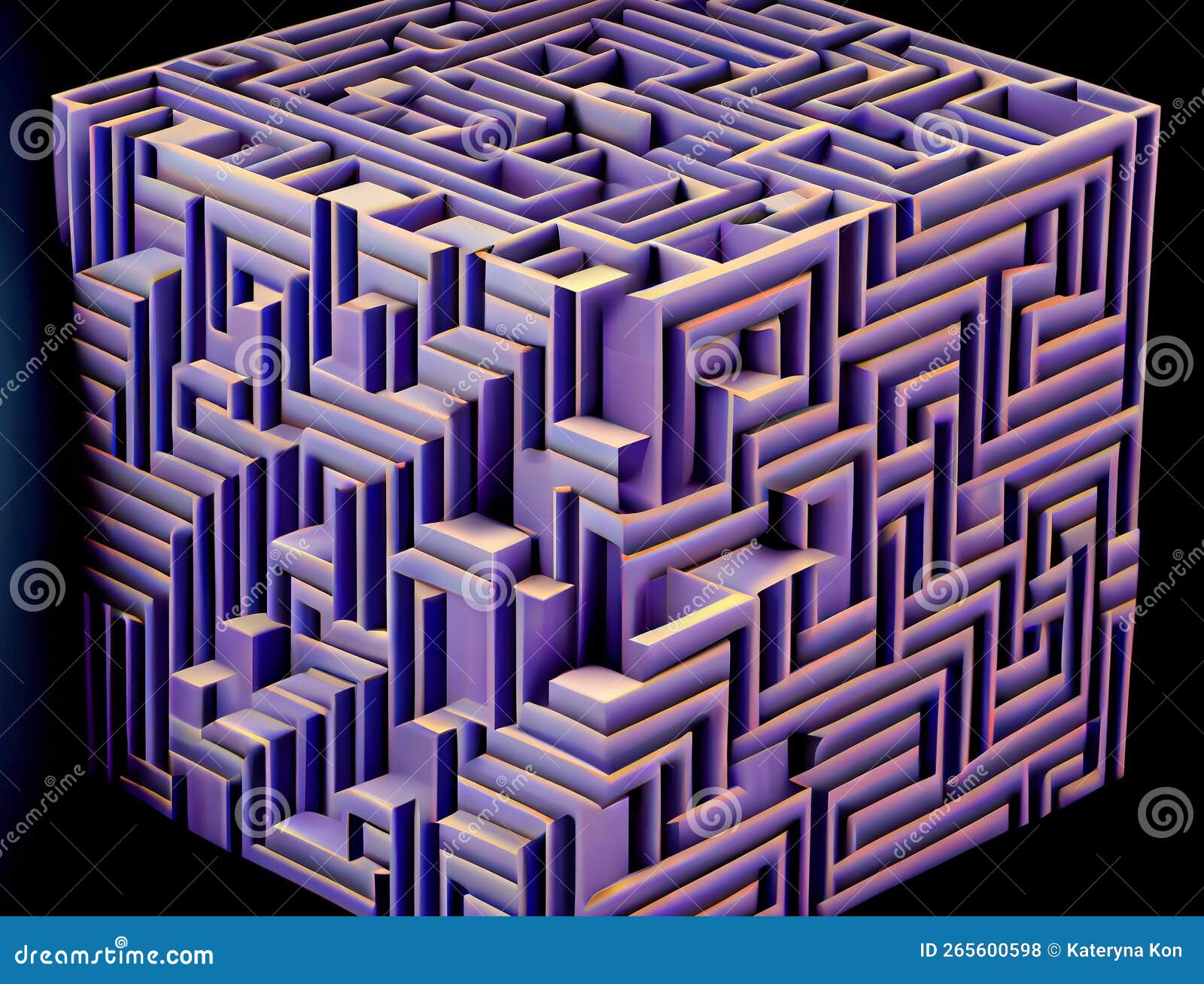Geometric Labyrinth, Optical Illusion, Ai Illustration Stock ...