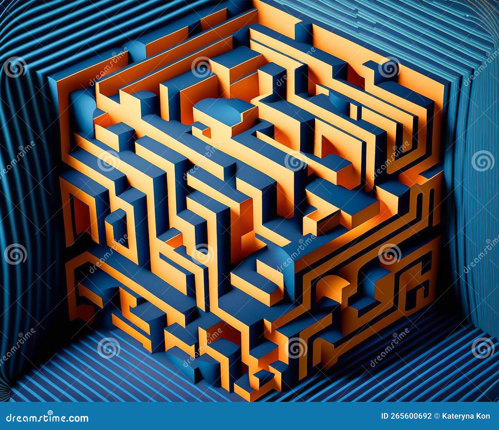 Geometric Labyrinth, Optical Illusion, Ai Illustration Stock ...