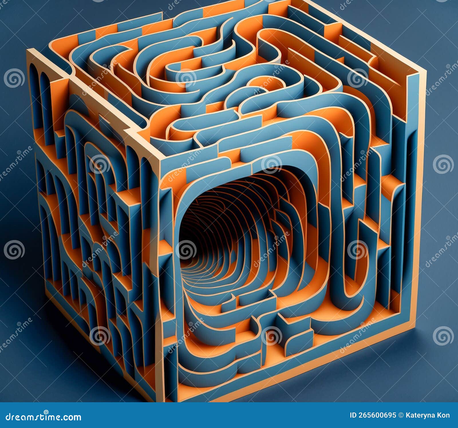 Geometric Labyrinth, Optical Illusion, Ai Illustration Stock ...