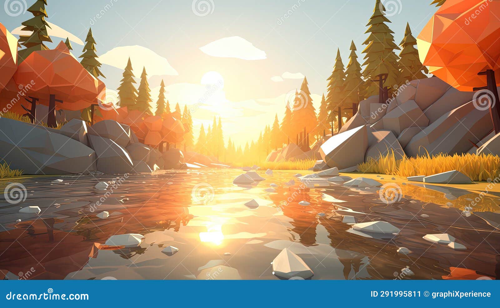 Geometric Landscape in Half Poly Style Stock Illustration ...