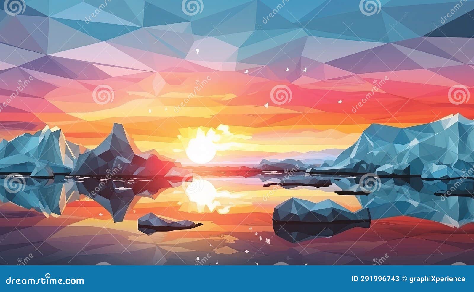 Geometric Landscape in Half Poly Style Stock Illustration ...